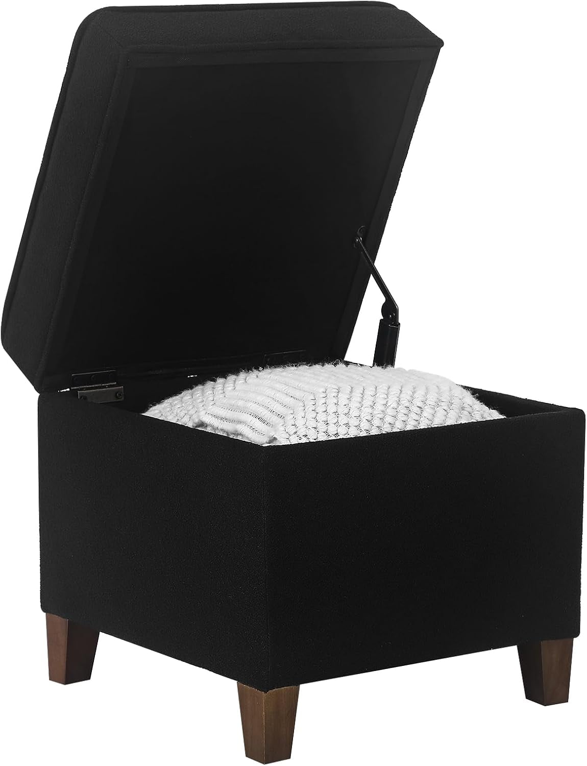 Veado 17.5" Square Fabric Ottoman with Storage - Upholstered Cotton ...