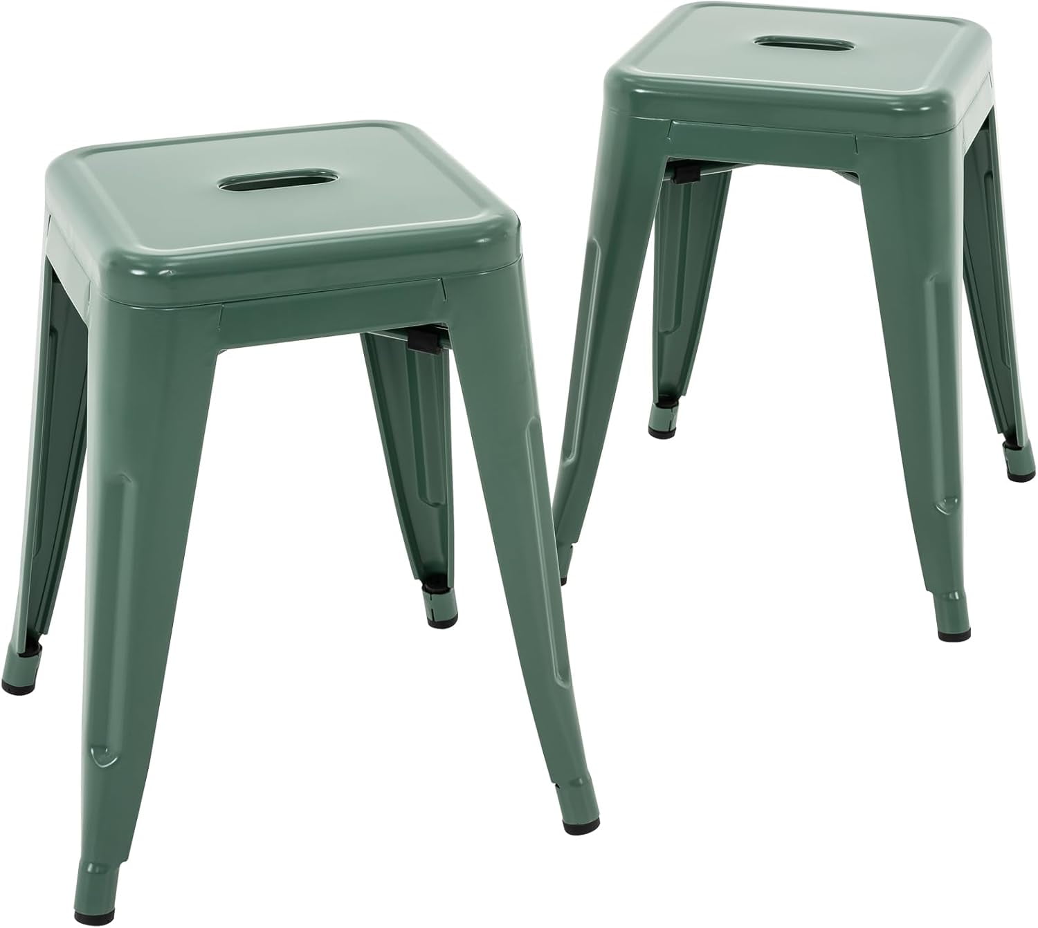 Veado 18 Inch Industrial Metal Stools Set of 2, Short Stackable ...