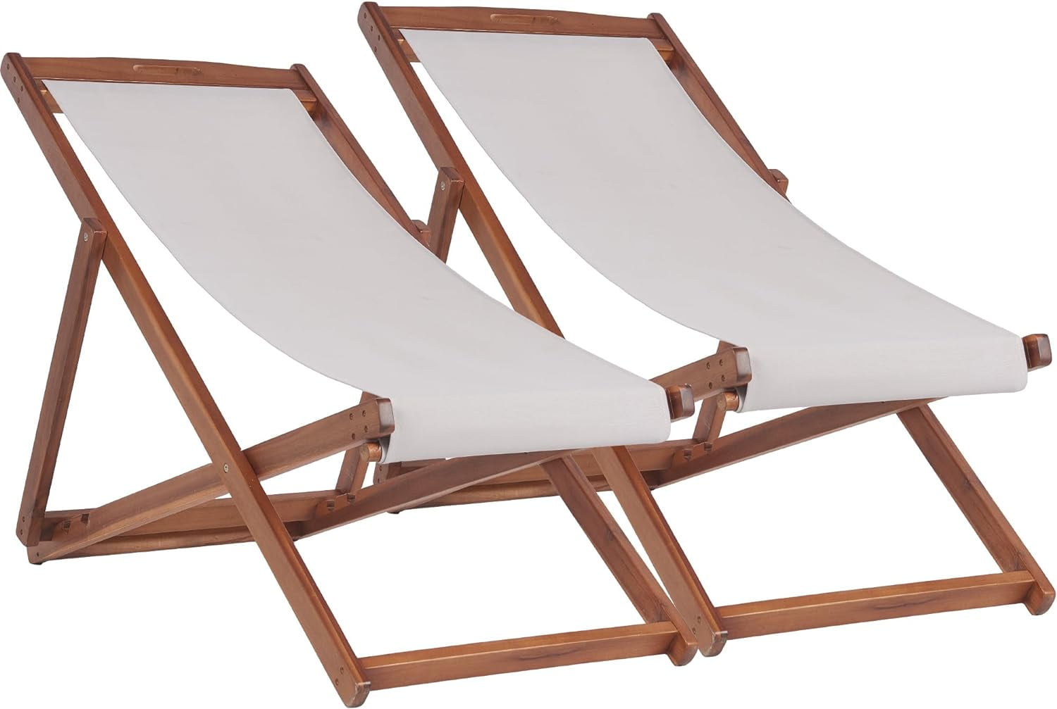 Veado 2 Set Outdoor Wooden Patio Lounge Chair Beach Sling Chair Level 3 ...