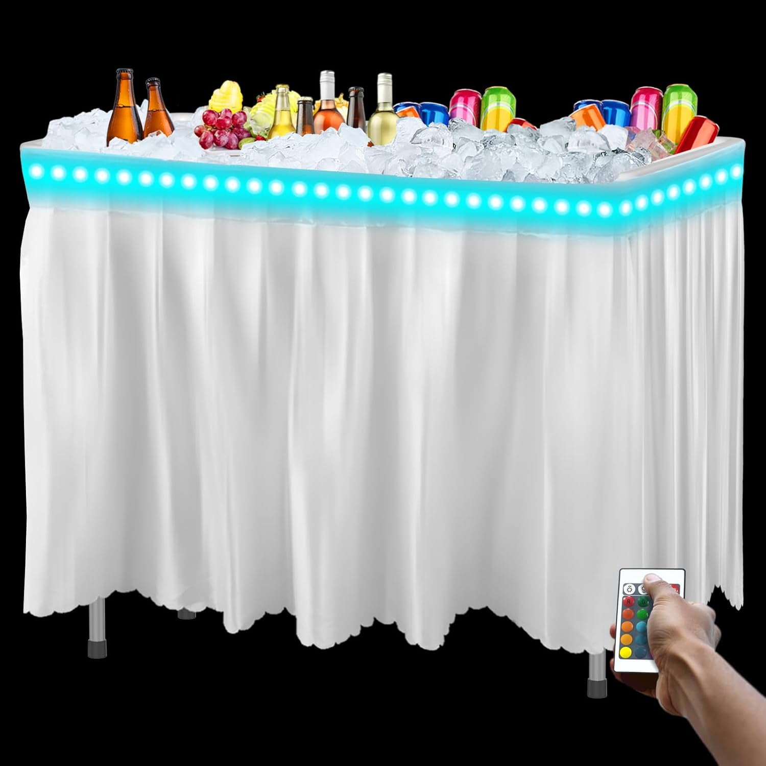 Veado 4 Foot Led Ice Cooler Table, Outdoor Cooler Table with Removable ...