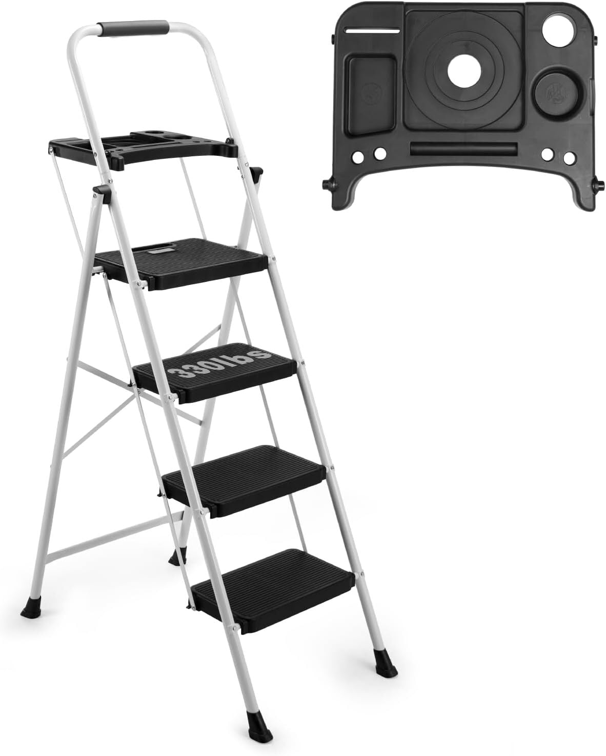 Veado 4 Step Folding Ladder with Tool Platform Non-Slip,Suitable ...