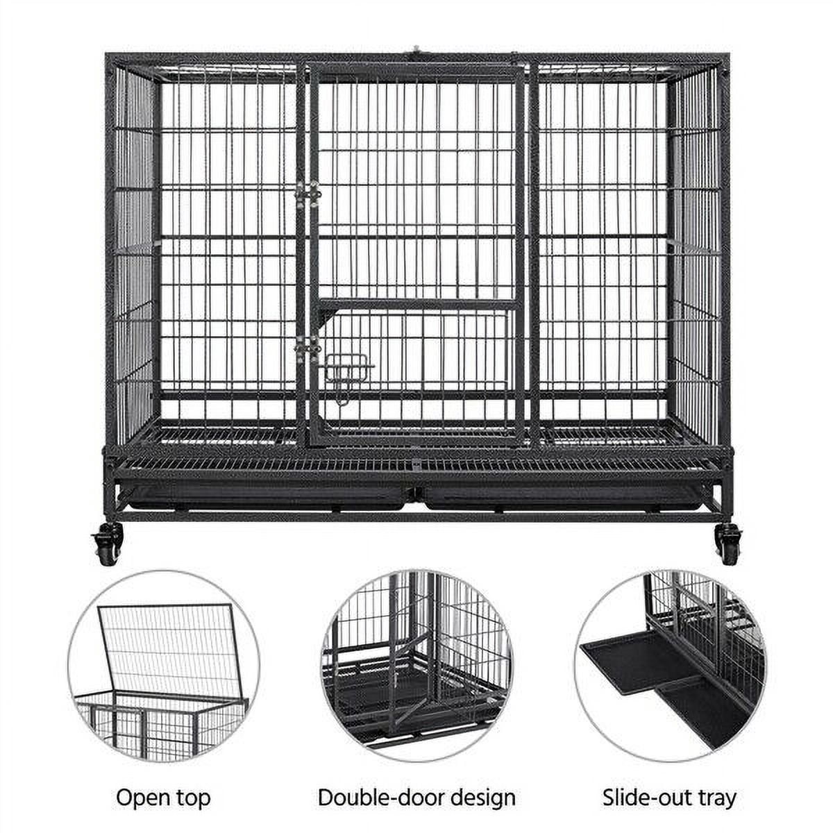 Veado 43" Large Metal Dog Crate Folding Kennel Heavy Duty Cage w ...