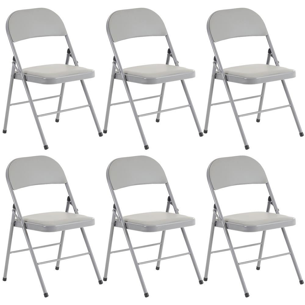 Veado 6 Pack Grey Folding Chairs with Padded Seats, Portable Stackable ...