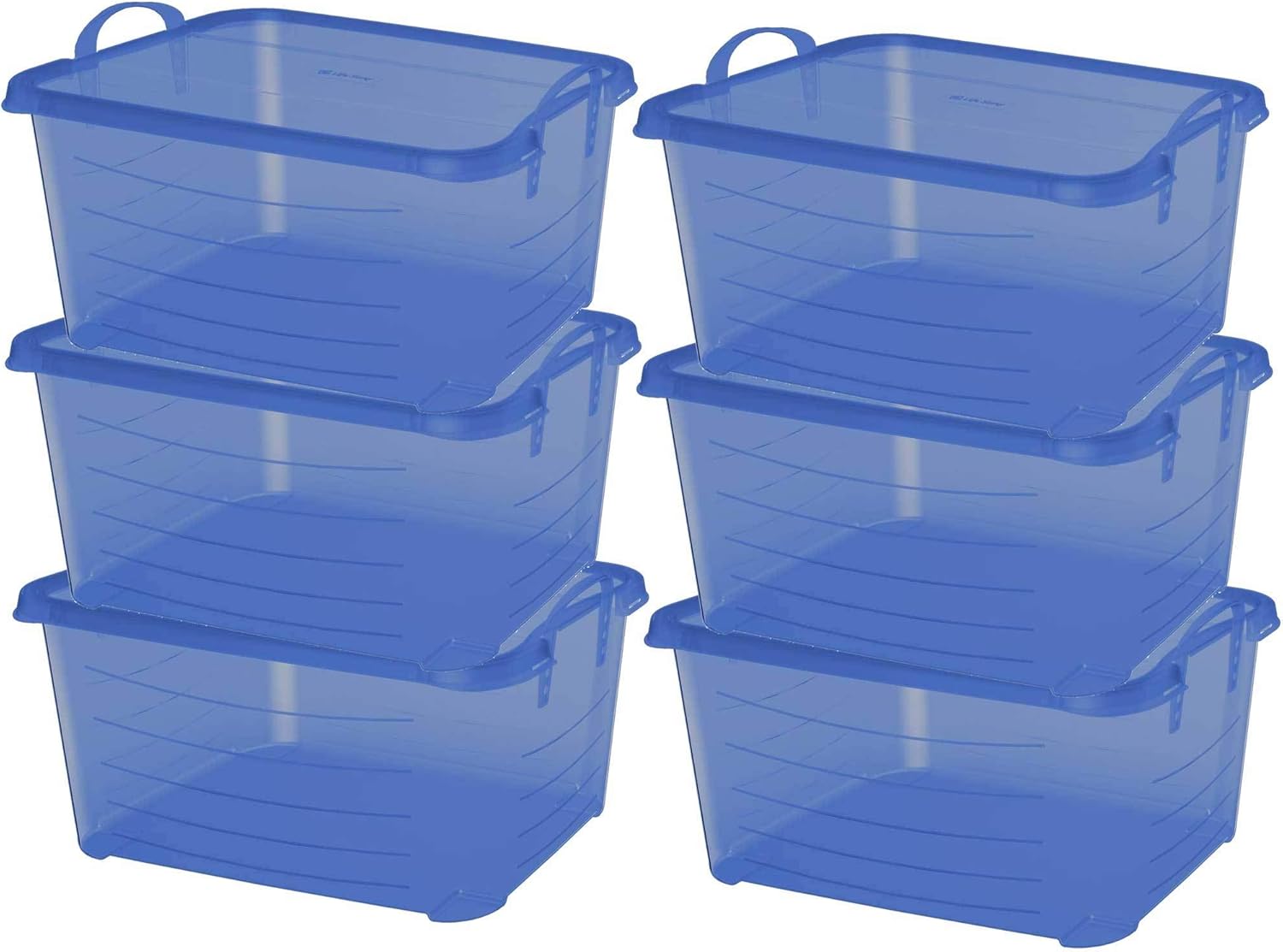 Veado 6-Pack Stackable Plastic Storage Bins w/Handles & Snapping Lids ...