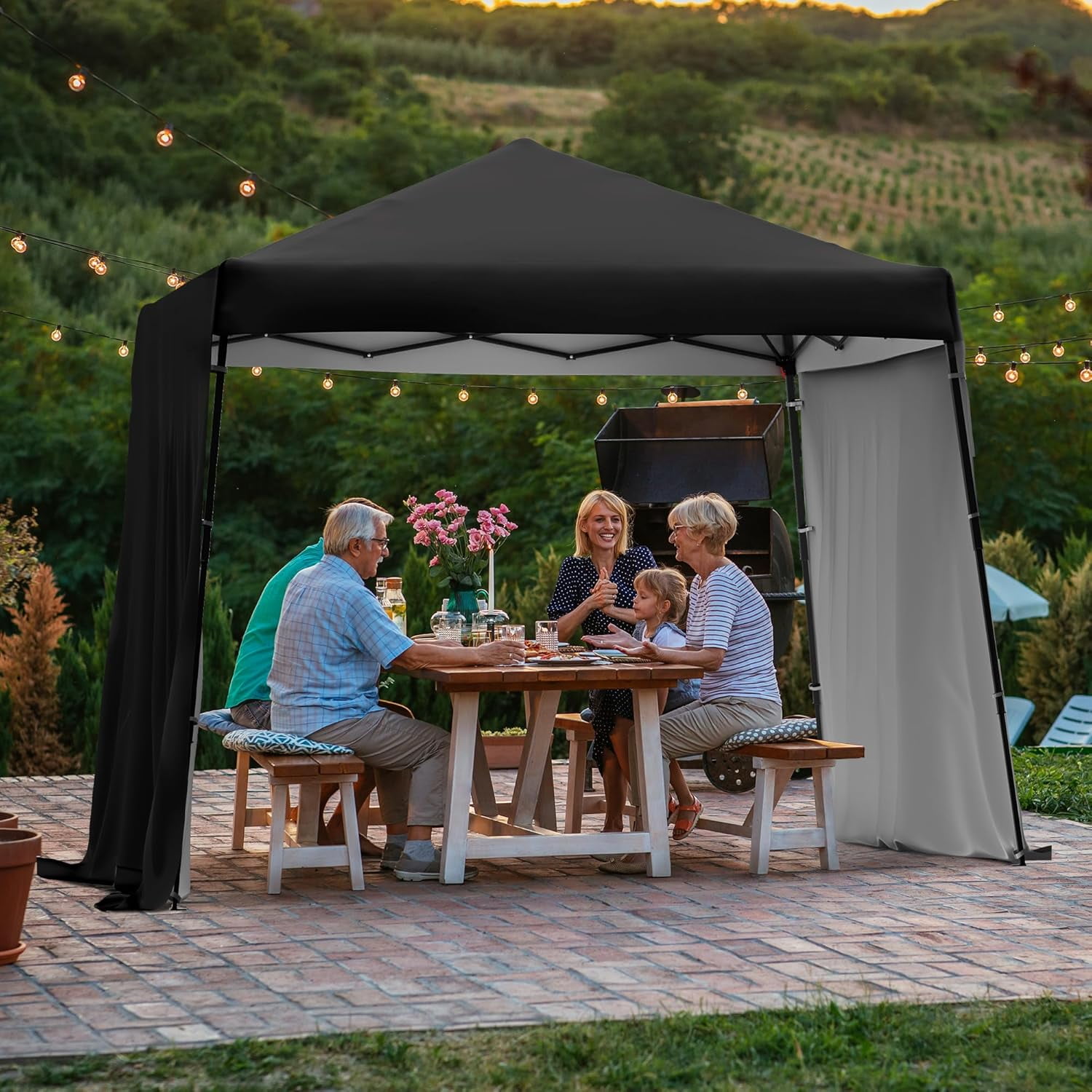 Veado 8×8ft Outdoor Grill Gazebo Canopy Tent with 2 Expandable ...