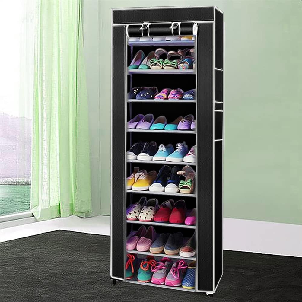 Veado Black Shoe Rack, Free Standing Shoe Racks 9 Tier - Portable Row ...