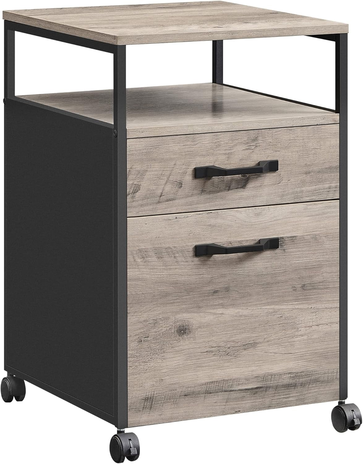 Veado File Cabinet, Mobile Filing Cabinet with Wheels, 2 Drawers, Open ...