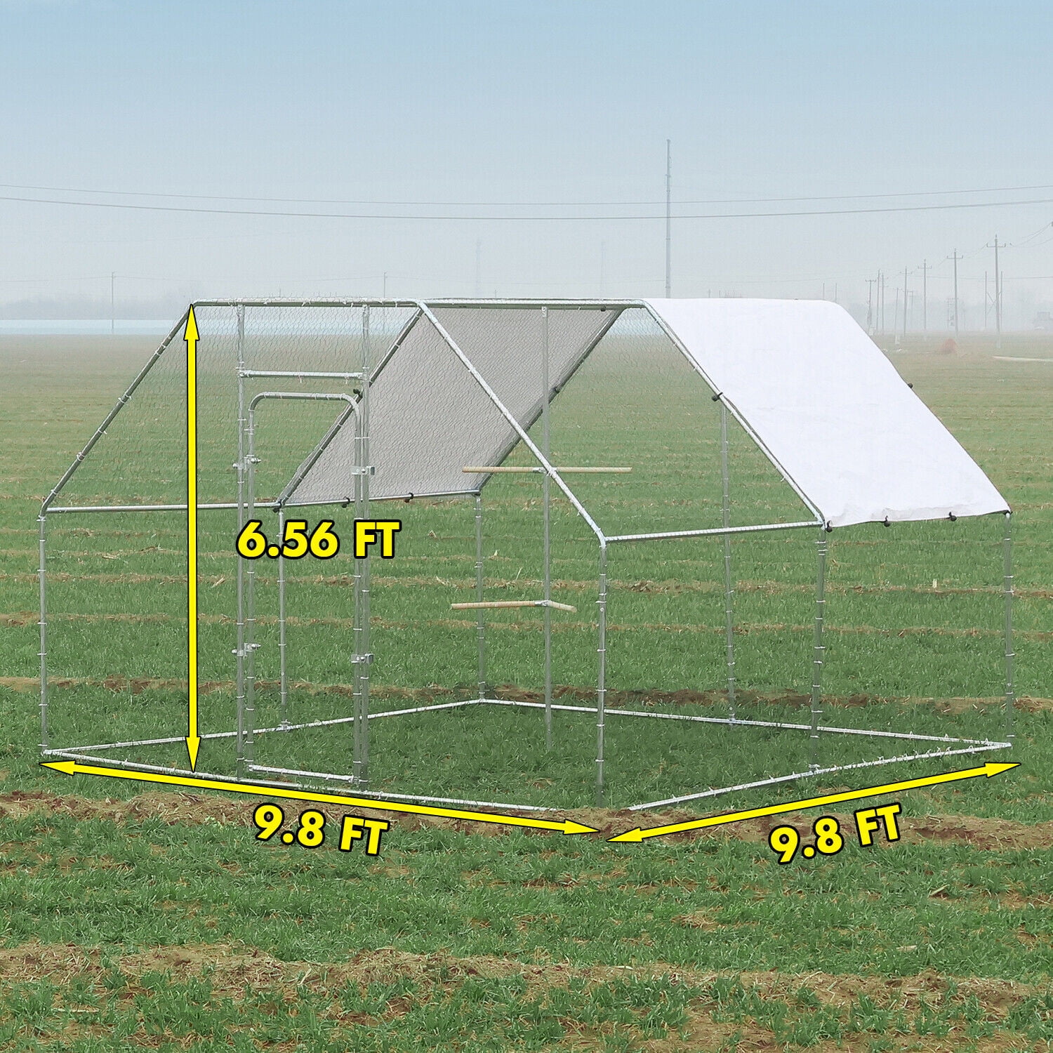 Veado Large Metal Chicken Coop Run, Outdoor Walk-in Poultry Cage with ...