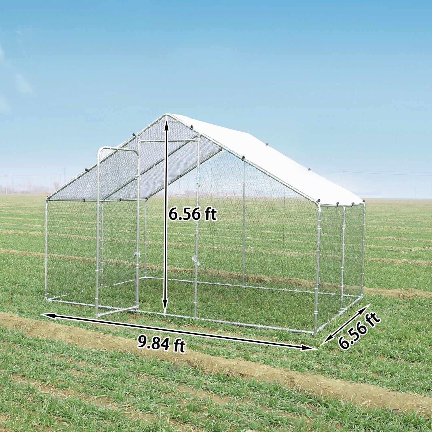 Veado Large Metal Chicken Coop Run, Outdoor Walk-in Poultry Cage with ...