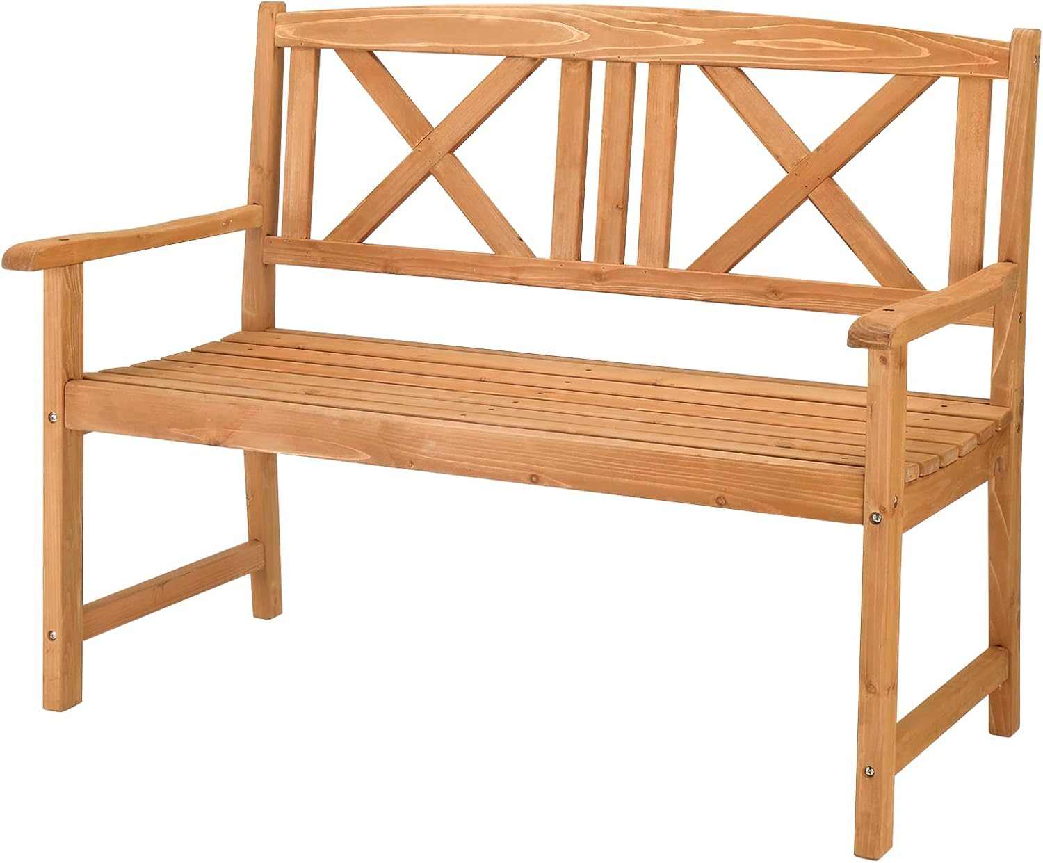 Veado Outdoor Patio Bench Wood Garden Bench with Armrests, Front Porch ...