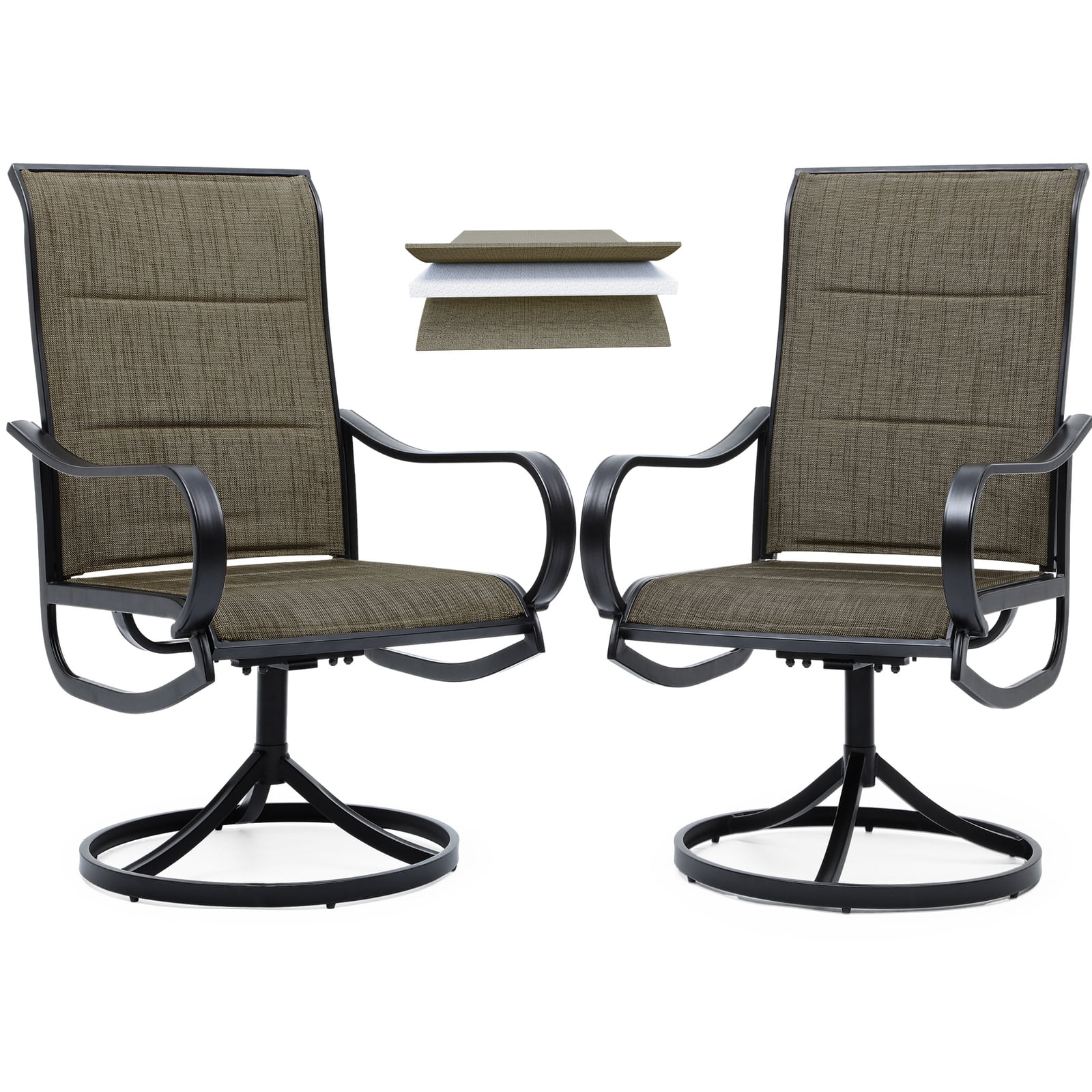 Veado Outdoor Swivel Patio Dining Chairs Set of 2, All Weather Patio ...