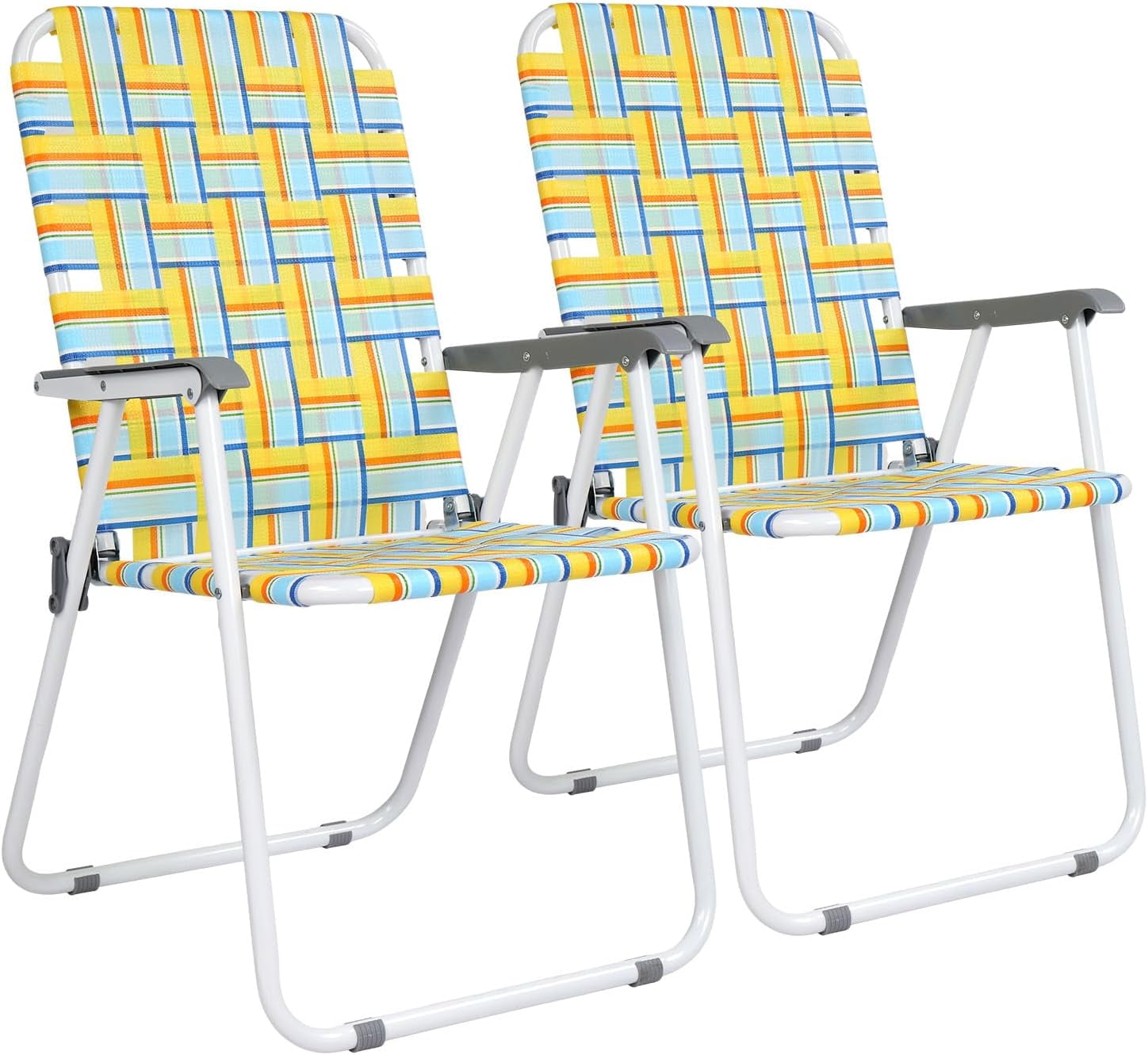 Veado Patio Lawn Webbed Folding Chairs Set of 4, Outdoor Beach Chair ...