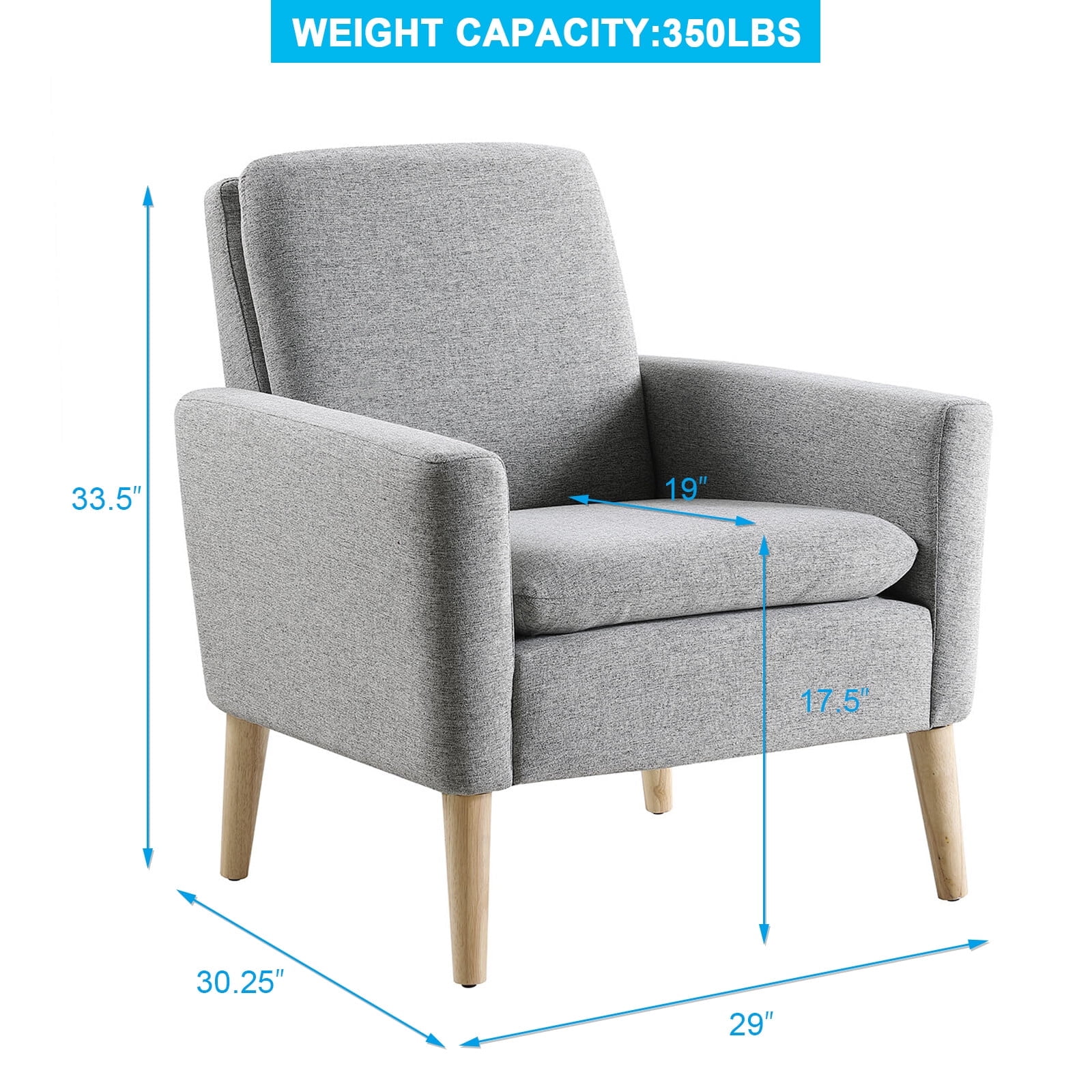 Veado Single Sofa， Modern Accent Fabric Chair Single Sofa Comfy ...