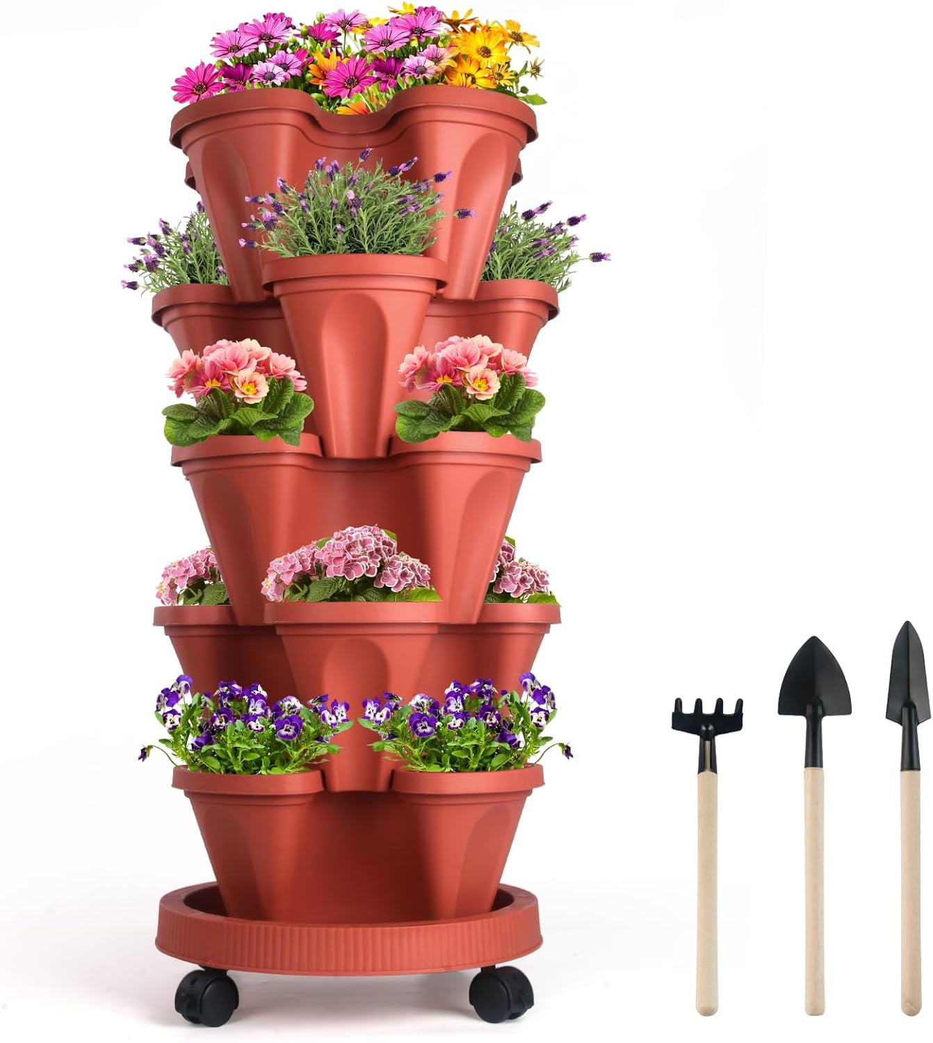 Veado Stackable Planter with Removable Wheels and Garden Tools, Garden ...