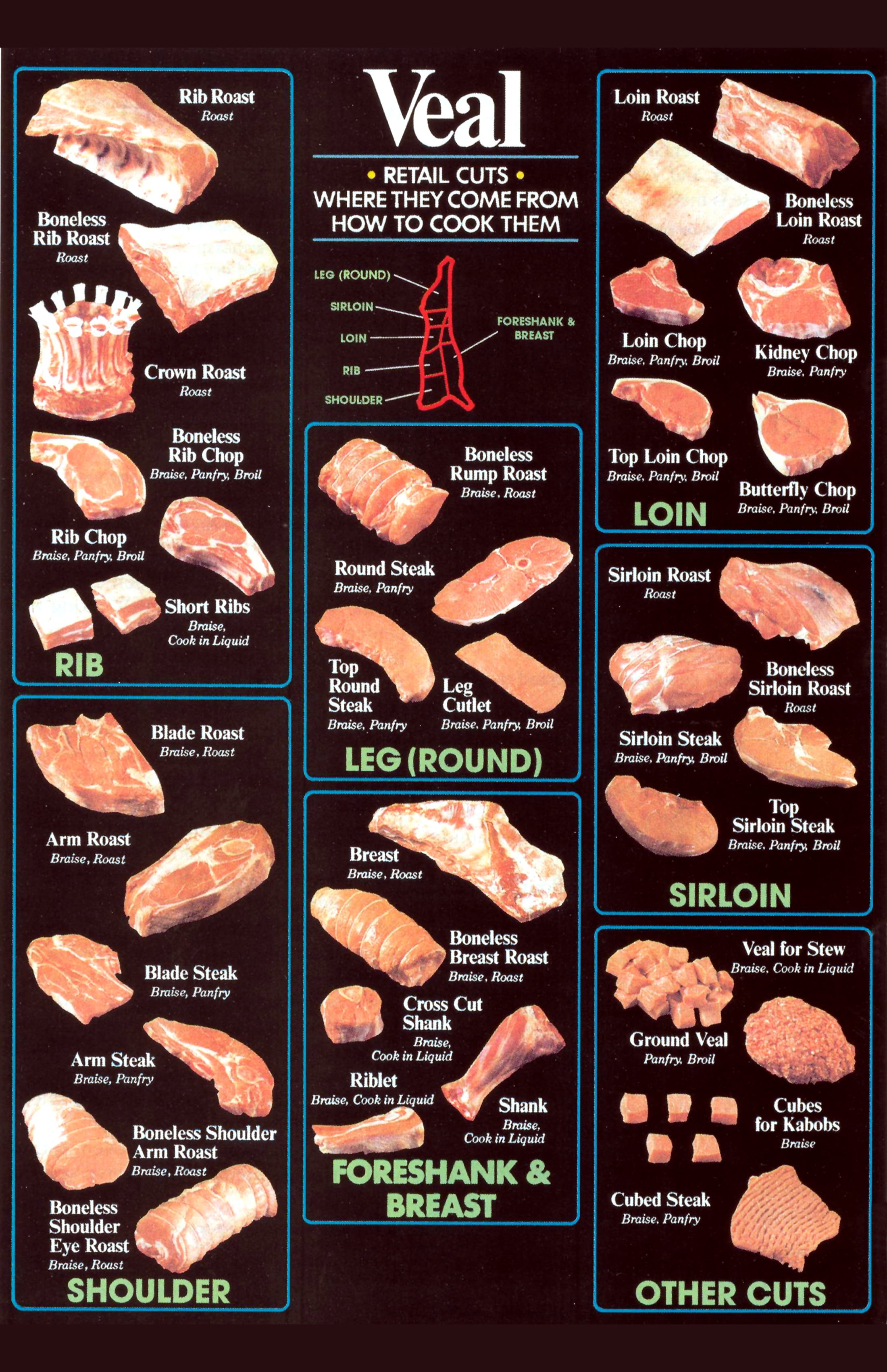 Veal Cuts Poster 11in x 17 in 11x17 poster - Walmart.com