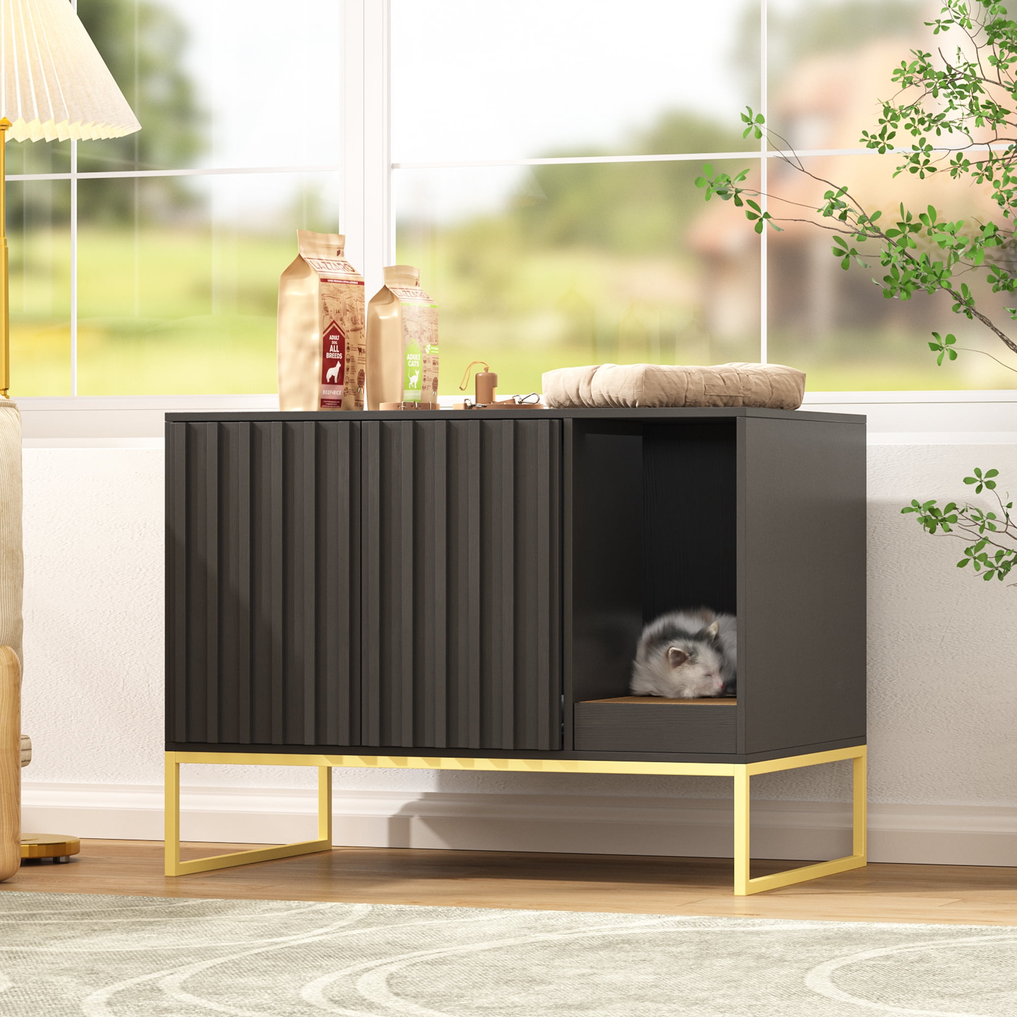 Veanerwood Fienveorn Litter Box Enclosure,Modern Cat Litter Box ...