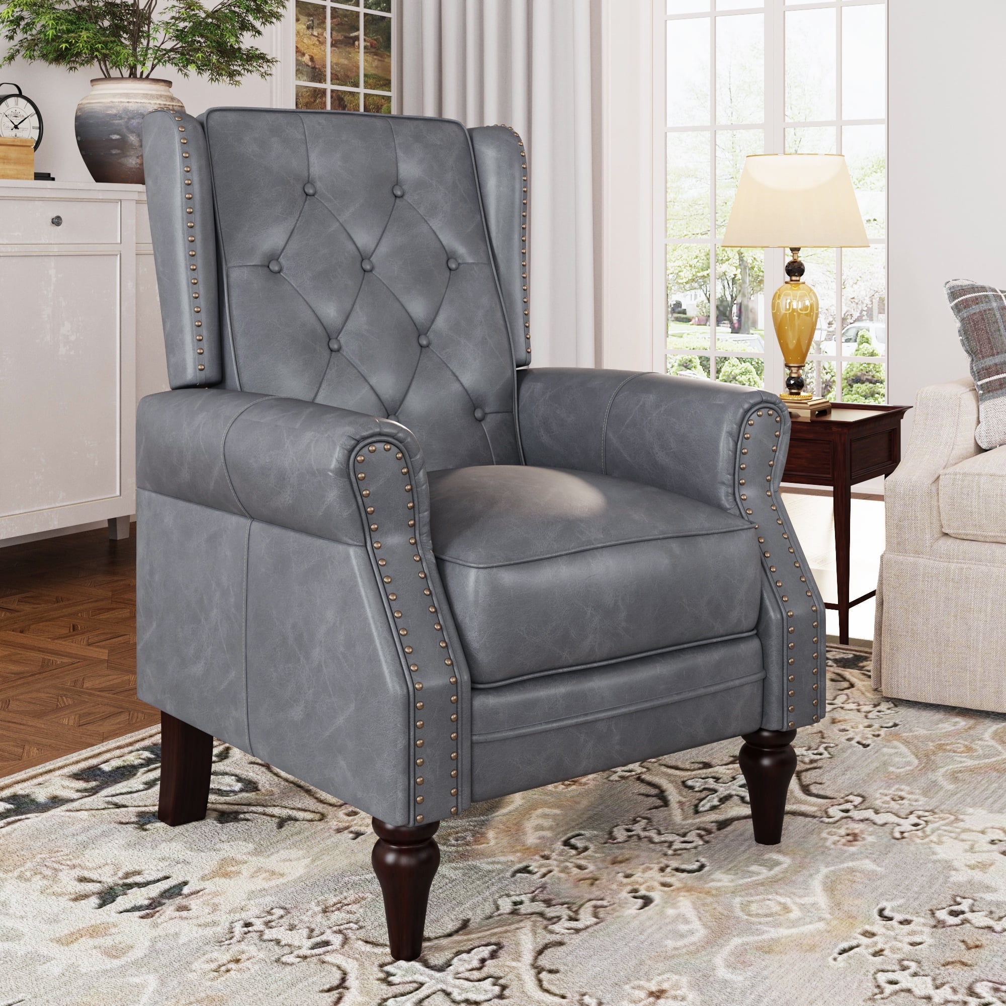 Veanerwood Single Sofa Chair Recliner Chair, Faux Leather Wingback ...