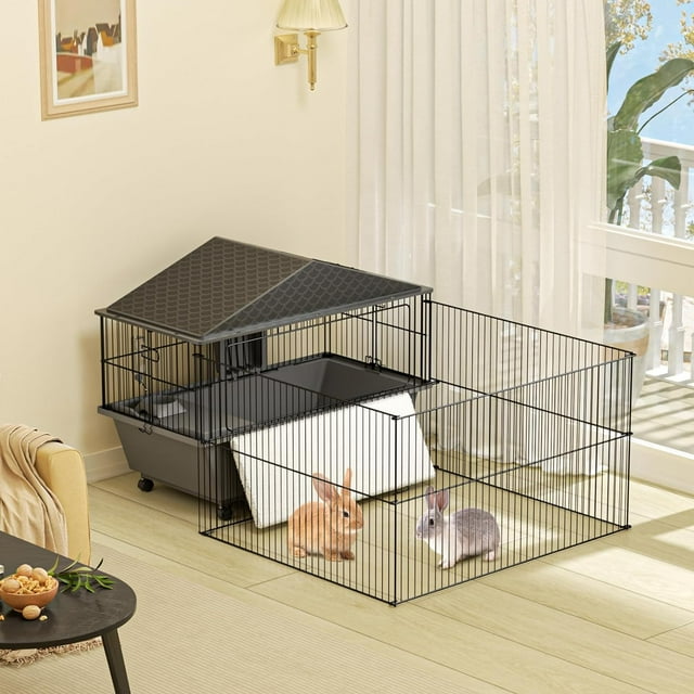 Veanerwood Small Animal Cage with Playpen,Bunny Cage Indoor Guinea Pig ...