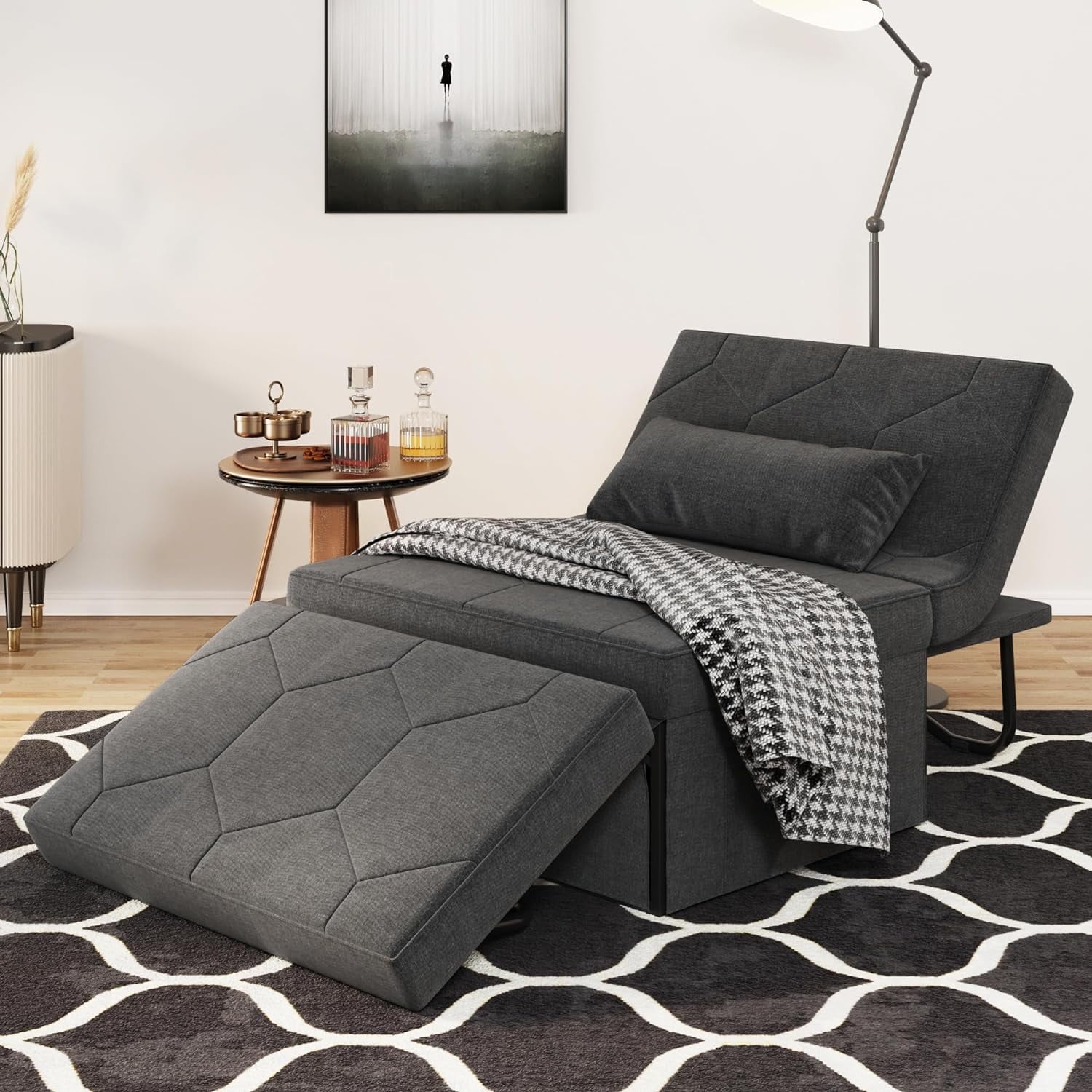 Veanerwood Sofa Bed, Sleeper Chair with Pillow, Convertible 4 in 1 ...