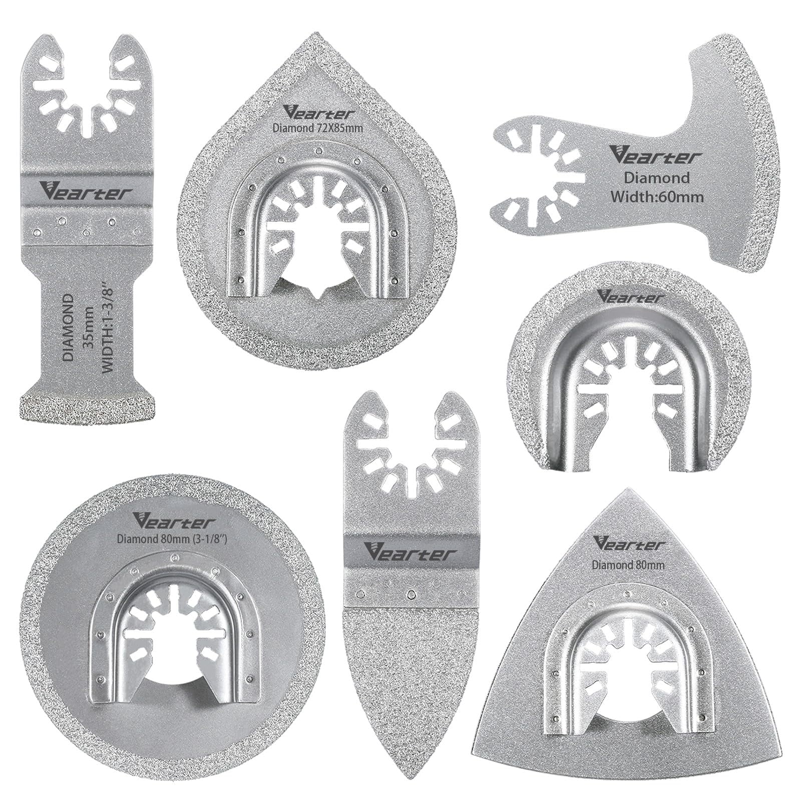 Vearter Diamond Oscillating Saw Blades 7PCS, Universal Oscillating Tool Blade for Grit Grout ...