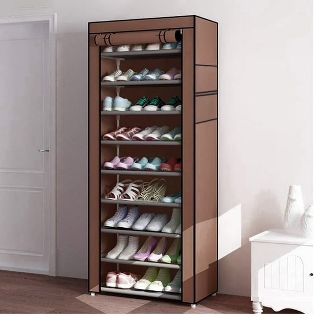 Vebreda 10 Tiers Shoe Rack with Dustproof Cover Free Standing Shoe ...
