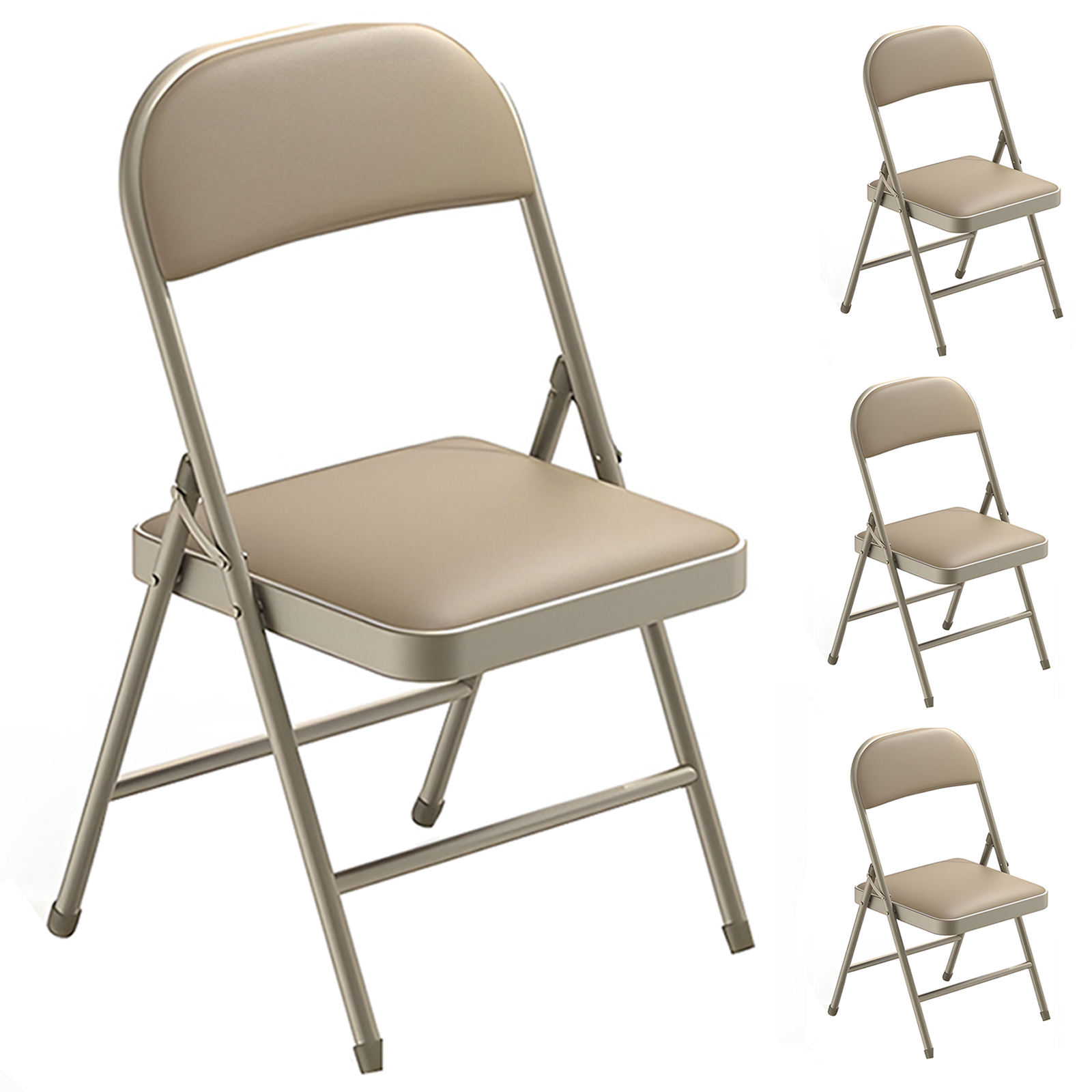 Vebreda Folding Chair (4 Pack) Vinyl Padded Seat Metal Frame Home ...