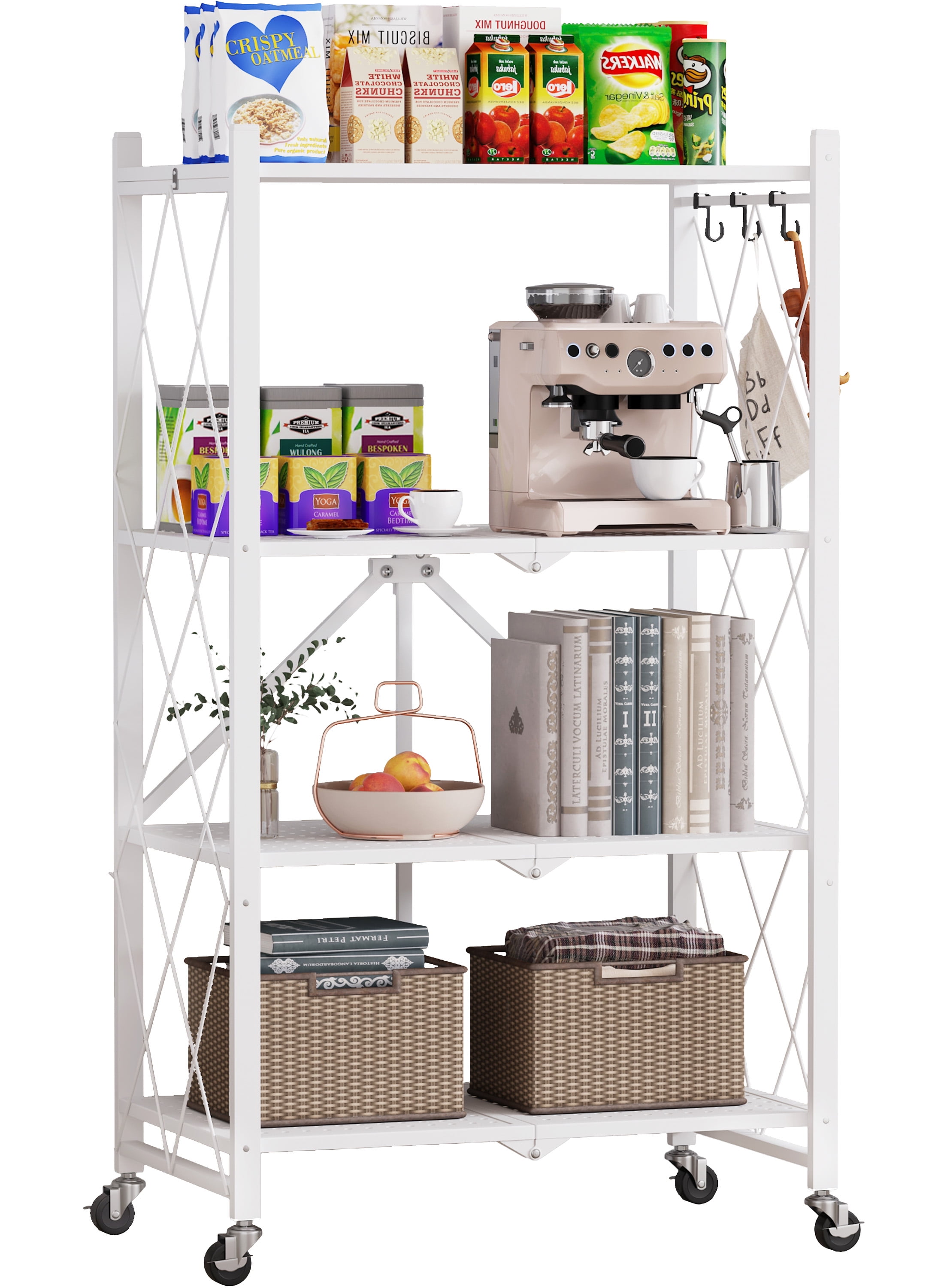 Vebreda 4-Tier Folding Storage Shelves Metal Folding Shelves with ...