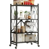 Vebreda 4-Tier Storage Shelf Foldable Metal Shelving Units with Wheels ...