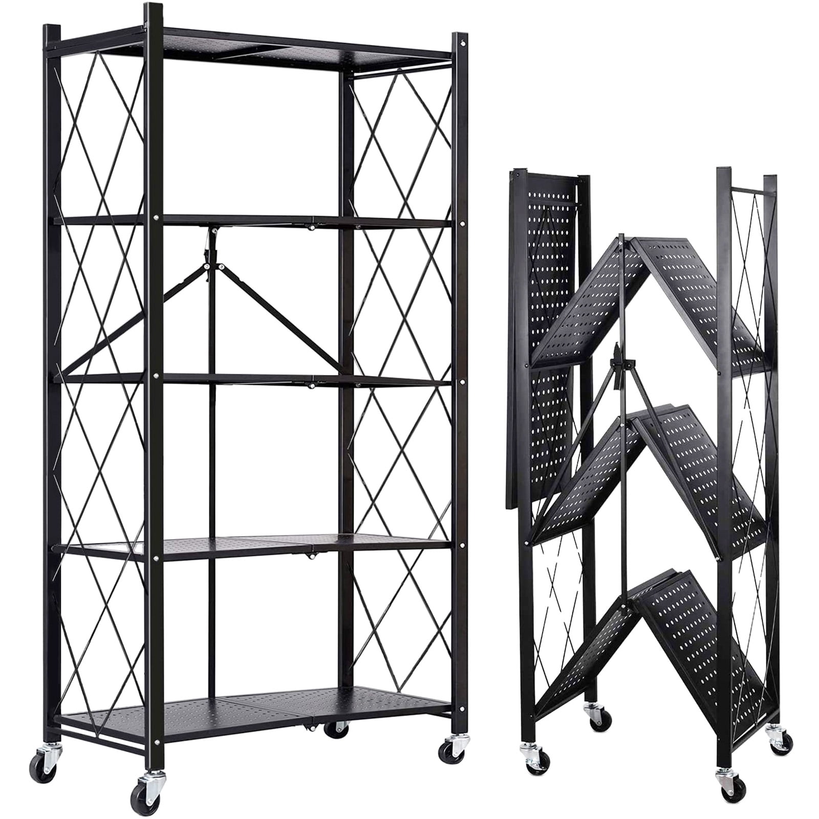 Vebreda 5 Tier Storage Shelves Foldable Metal Shelving Units Storage ...