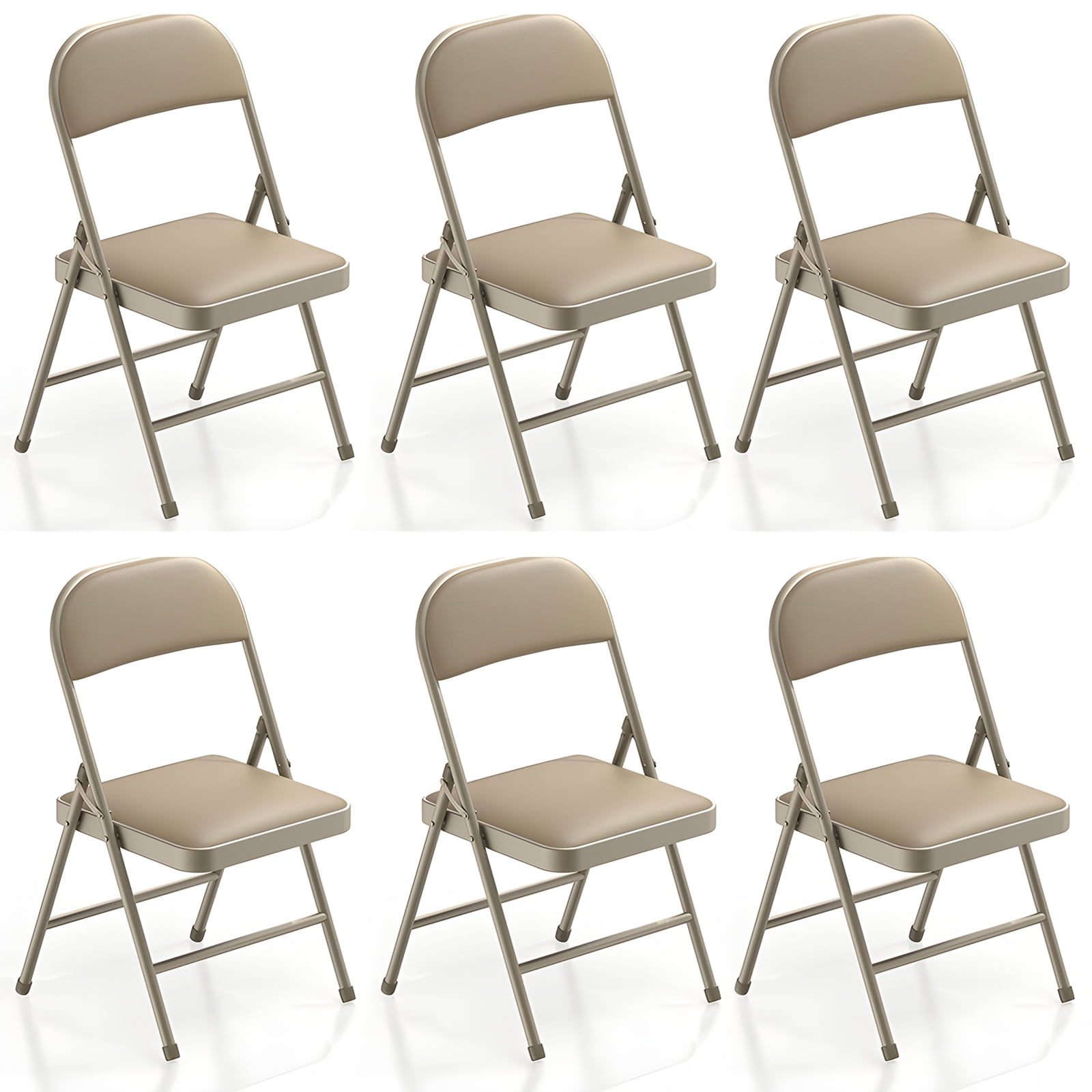 Vebreda Sturdy Steel 6 Pack Folding Chairs with Padded Seats for Indoor ...