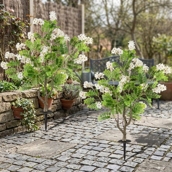 Vebreda Artificial Plant Decor, 2 Pack Artificial Locust Flower Trees ...