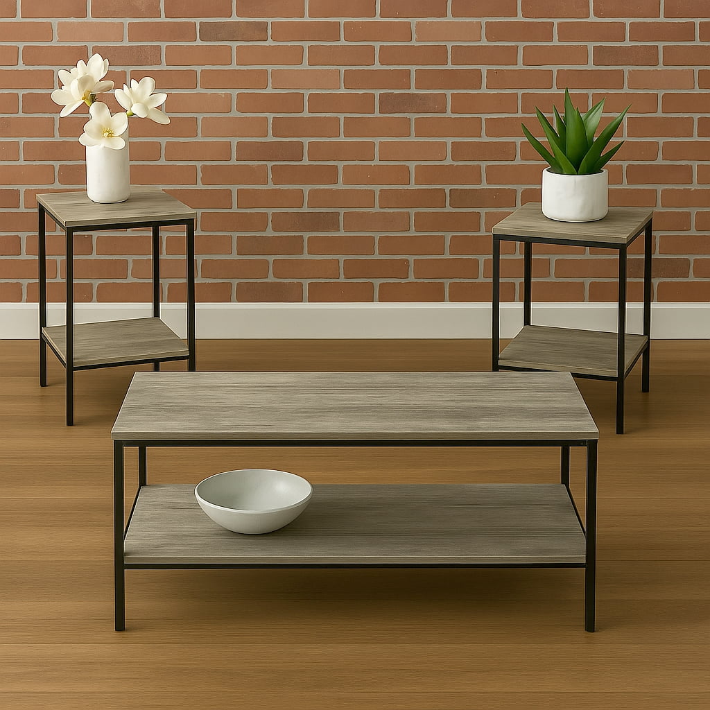 Vebreda Contemporary 3 Piece Rectangular Particle Board Coffee Table ...