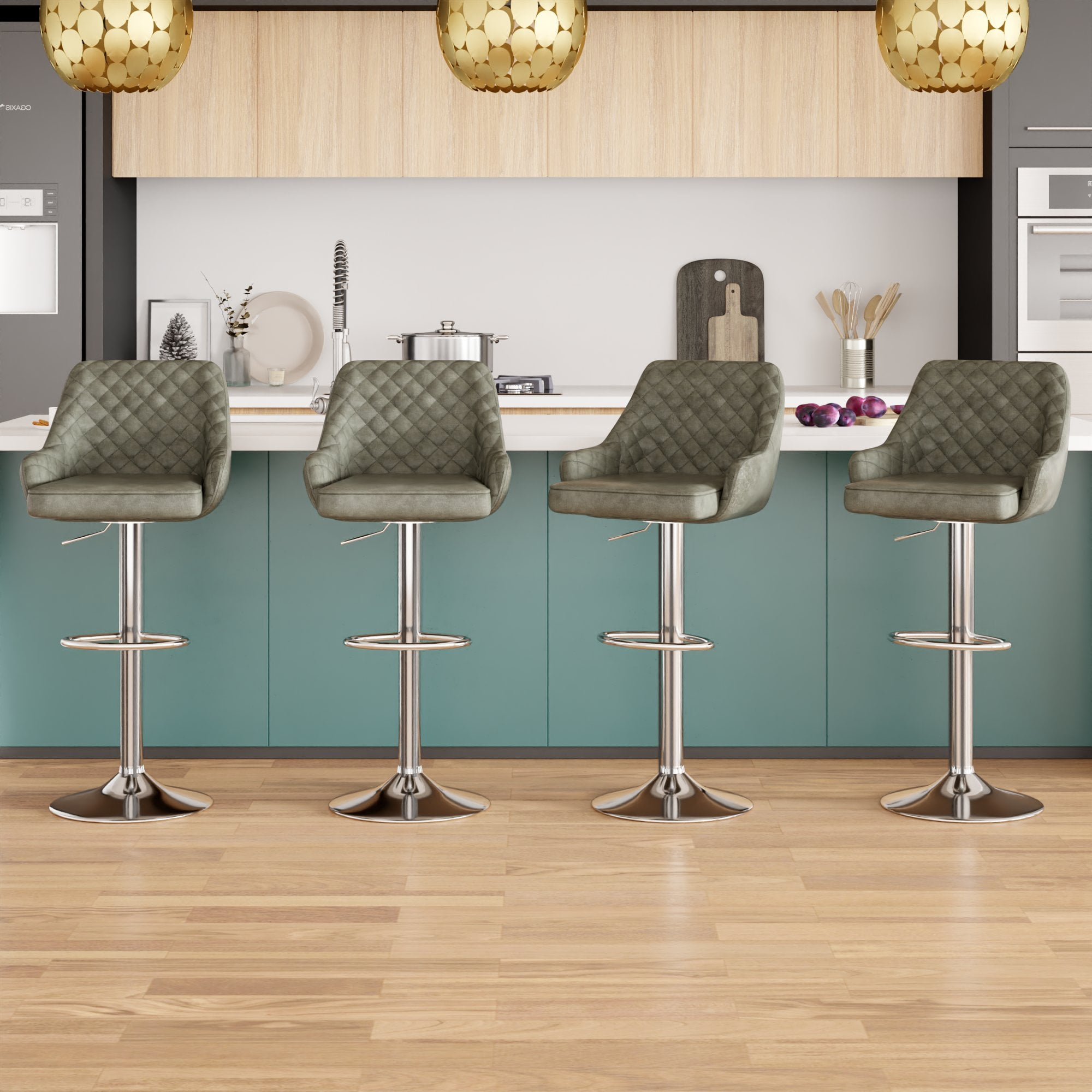 Vecelo Adjustable Counter Height Swivel Barstools, Back and Armrest ...