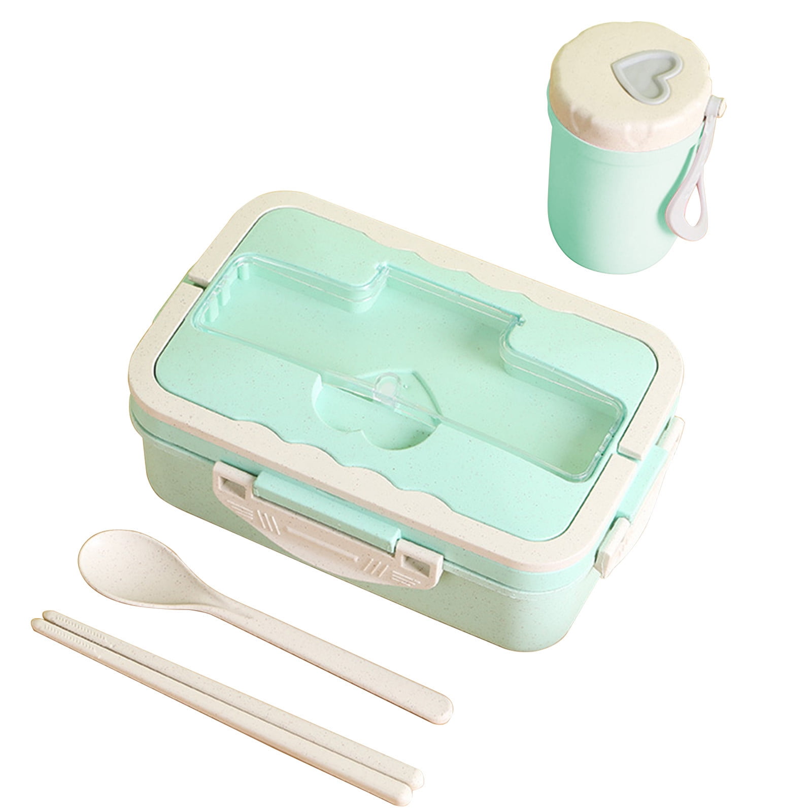 Zenithome Aesthetic Lunch Box Green Portable Lunch Box with Lid and Cup ...