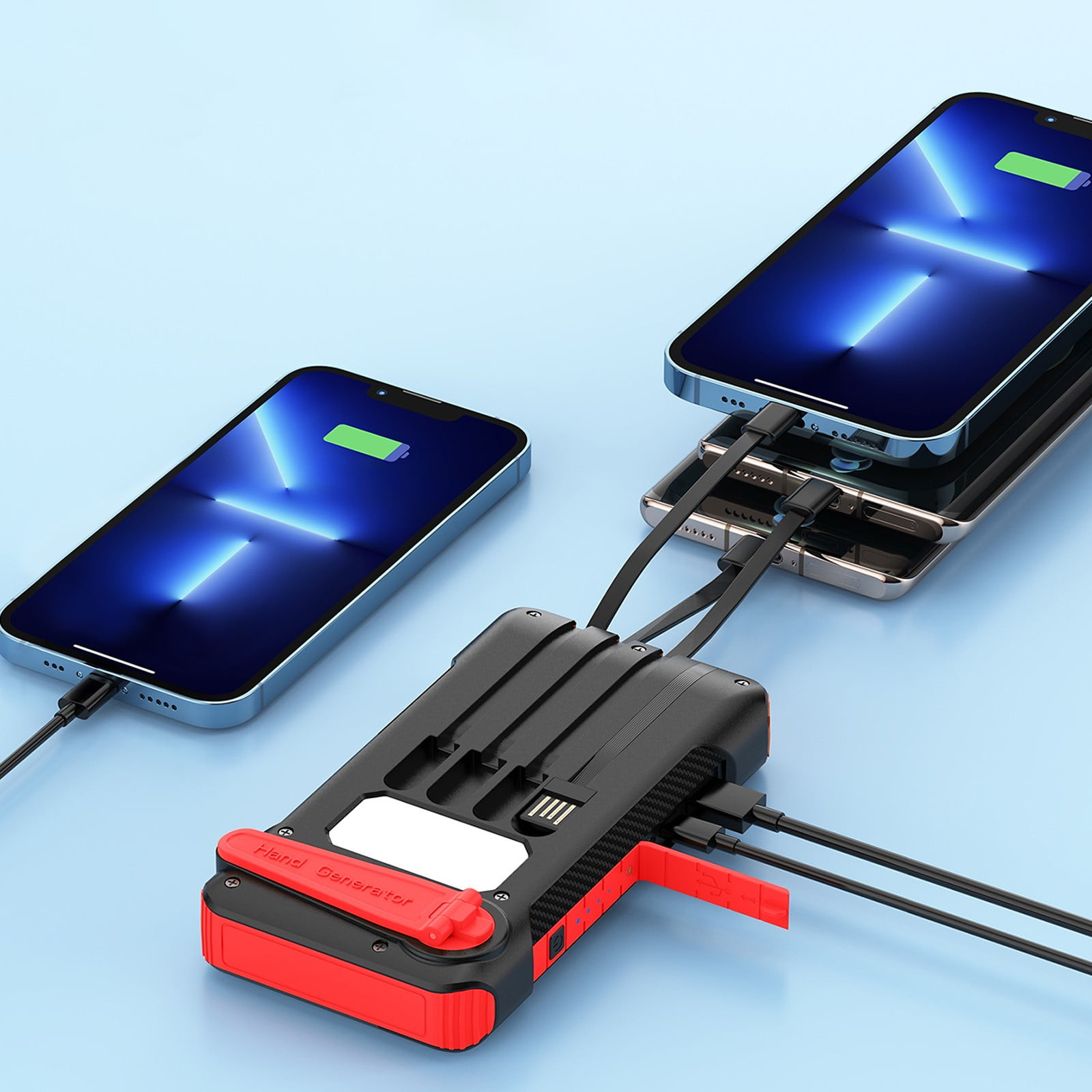 Vecoauto Mobile Power Charger Hand Crank Charger With Cable Charger ...