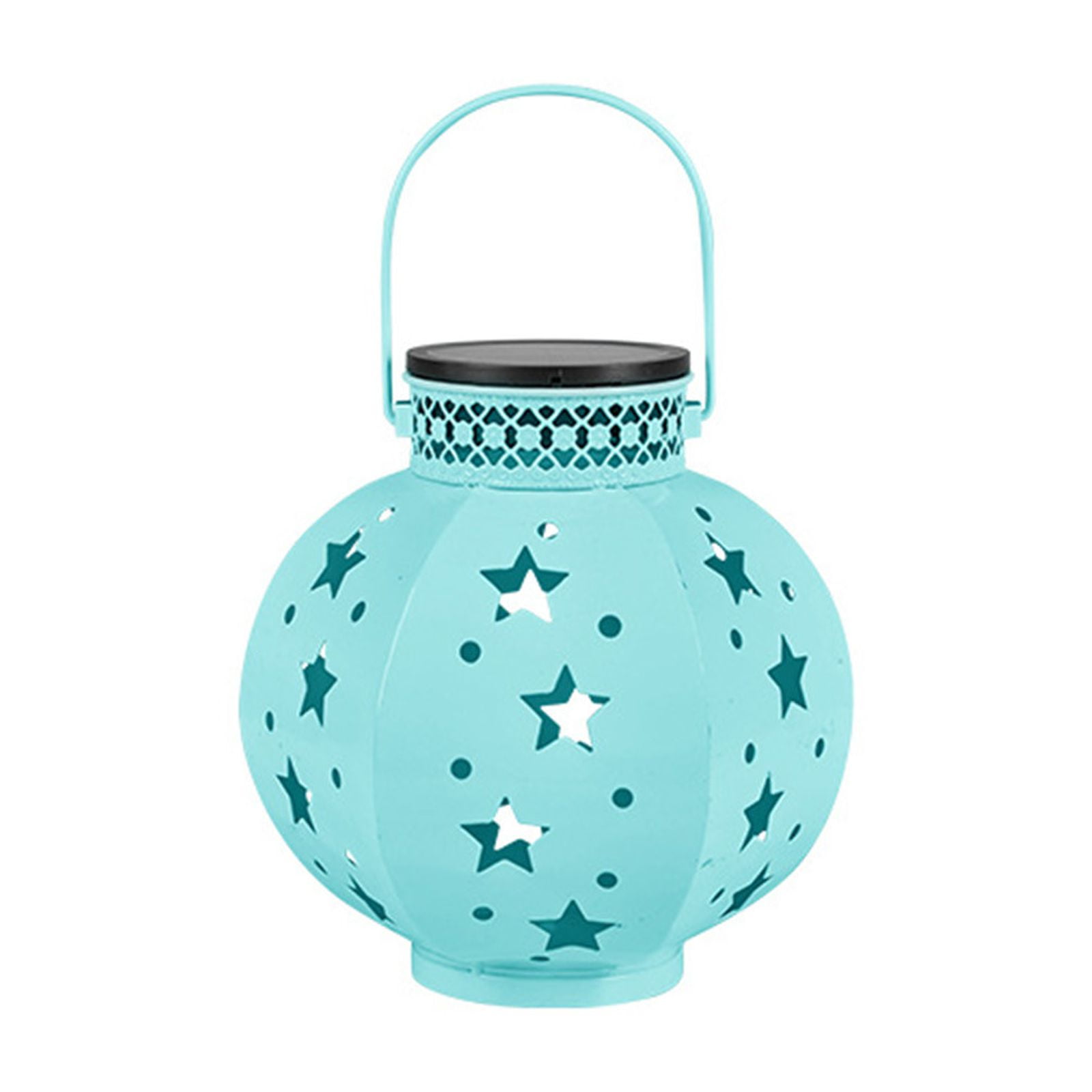 Zenithome Solar Outdoor Table Lantern Flickering Flame Light Round Pot ...