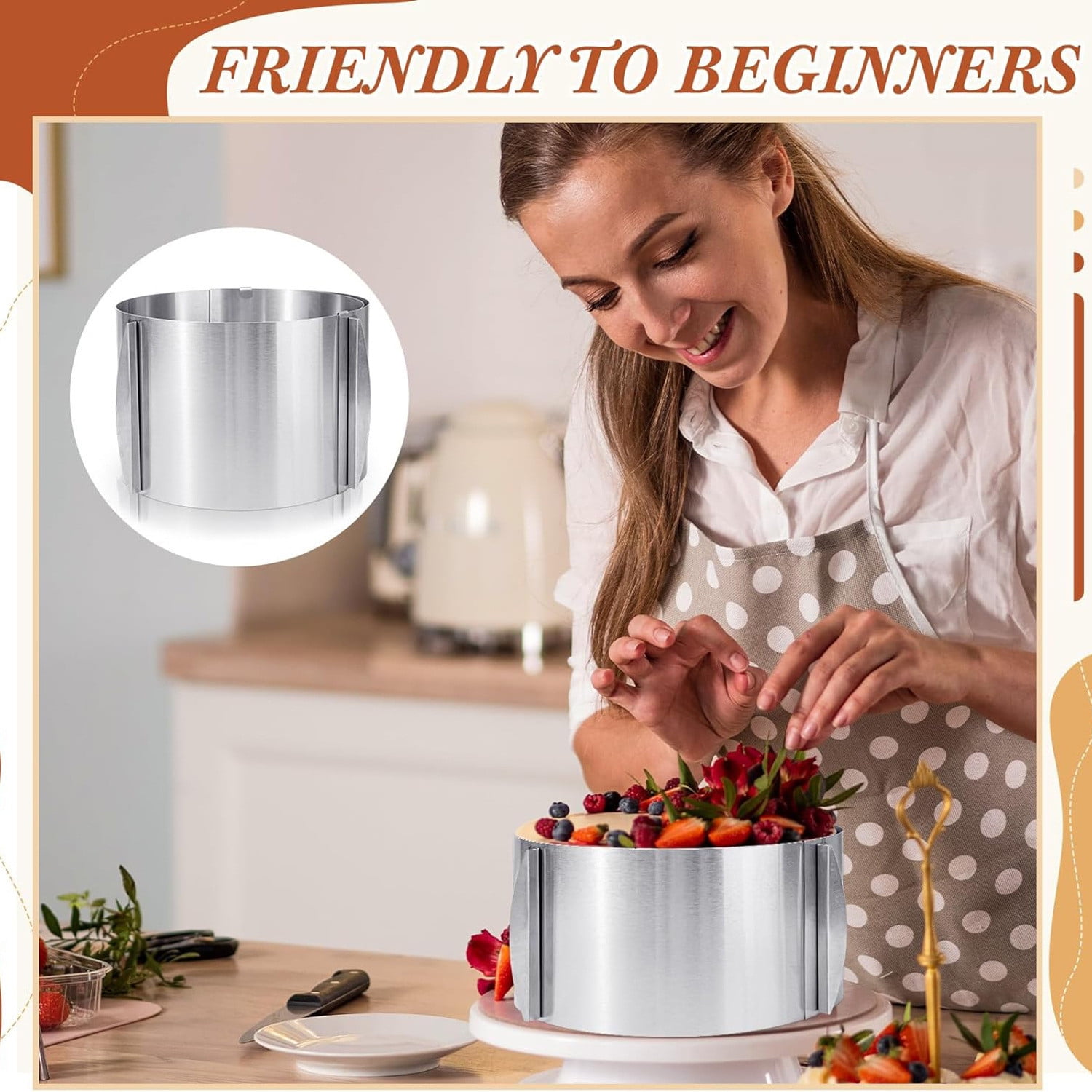 Zenithome Stainless Steel Expandable Cake Mould with Adjustable Size Of ...