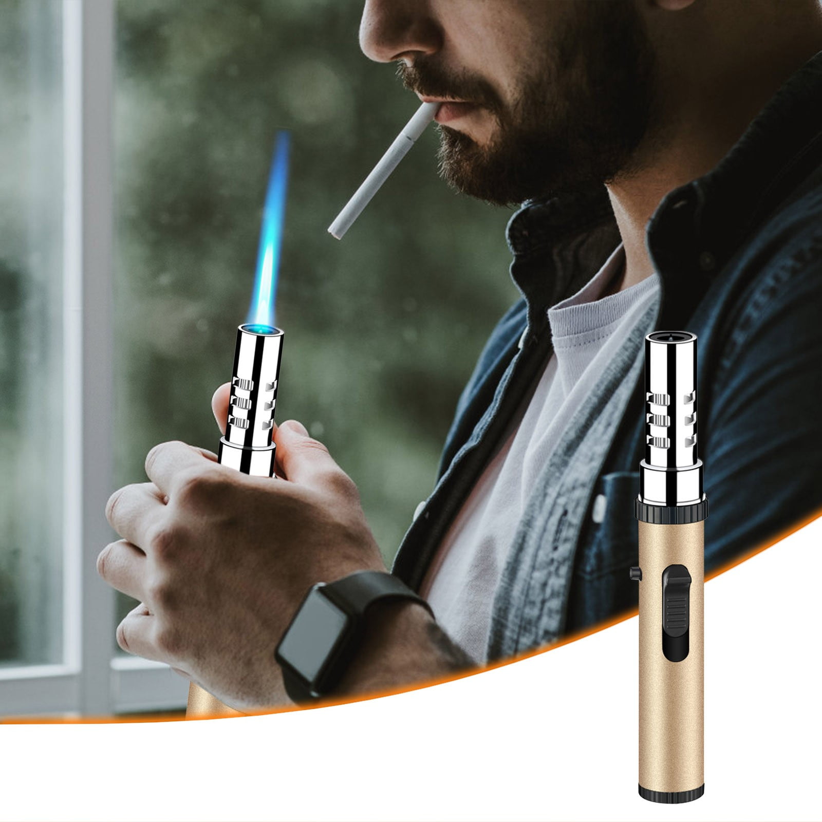 Zenithome Windproof Torch Blue Flame Lighter Inflatable Gas Windproof ...