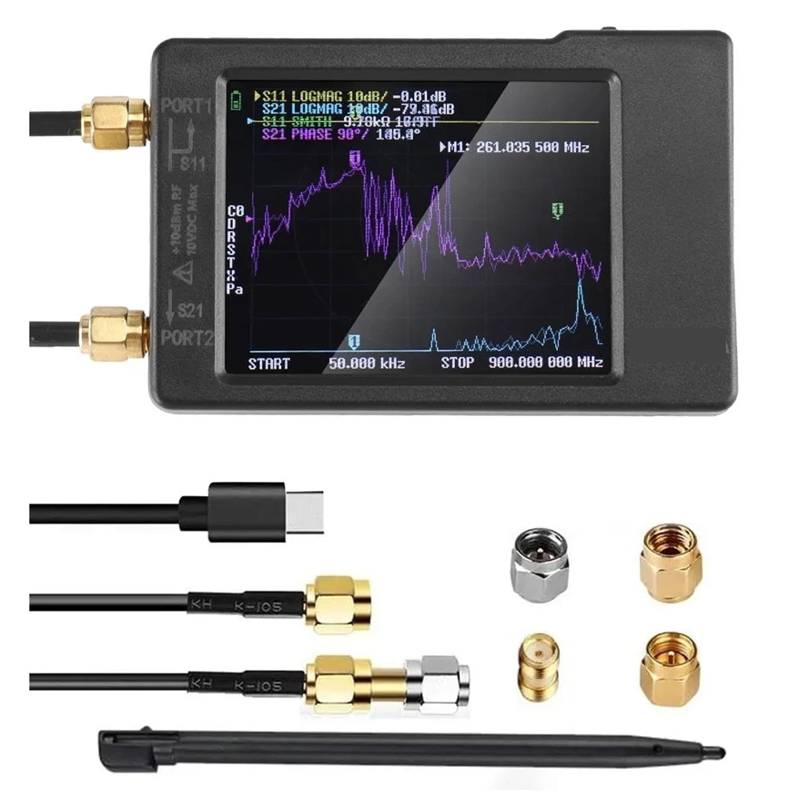 Vector Network Antenna Analyzer 10KHz-1.5GHz MF HF VHF UHF With SD Card ...