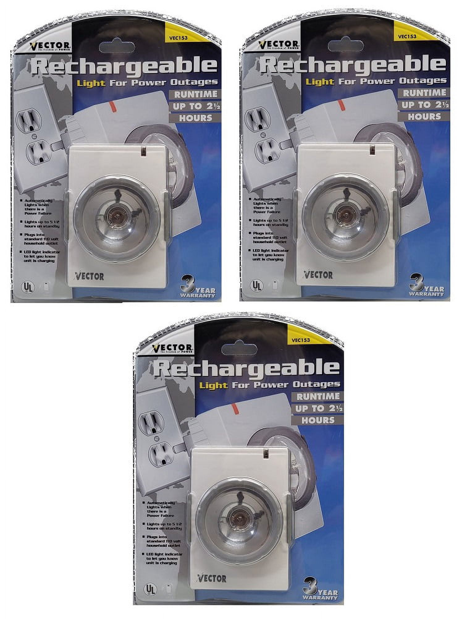 Vector Rechargeable Light for Power Outages VEC153 (3-Pack) - Walmart.com