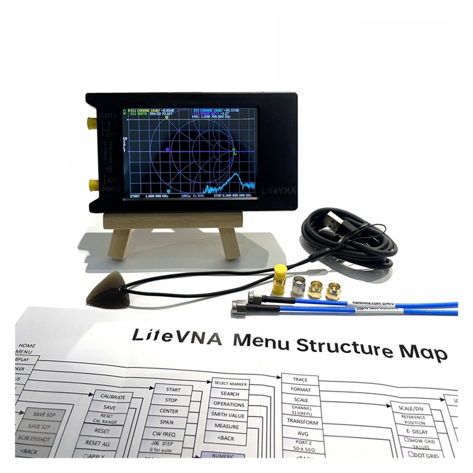 Vector Tester VNA-64 50KHz ~ 6.3GHz VNA 3.95icnh Touch Screen Vector ...