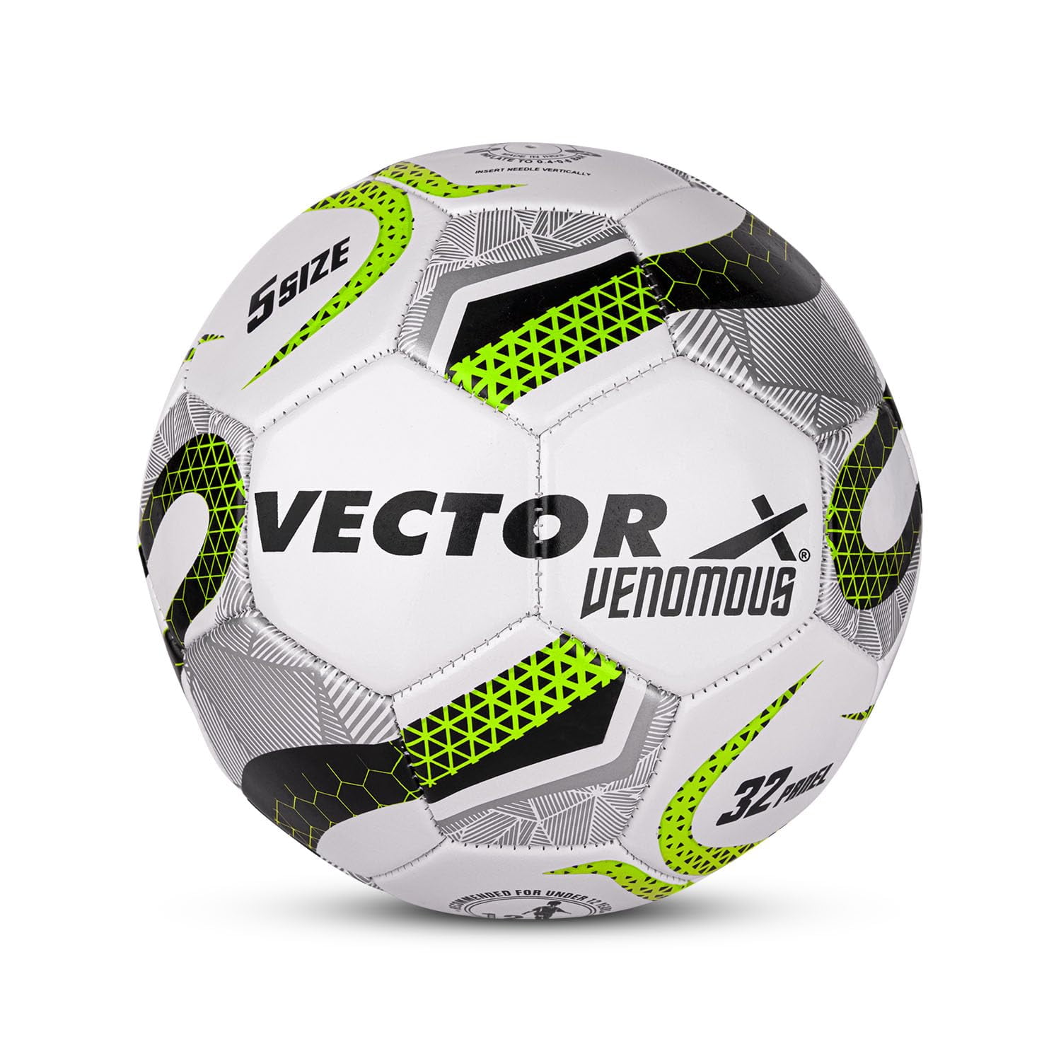 Vector X VENOMOUS Machine Stitched Football | White & Green | Size 5 ...