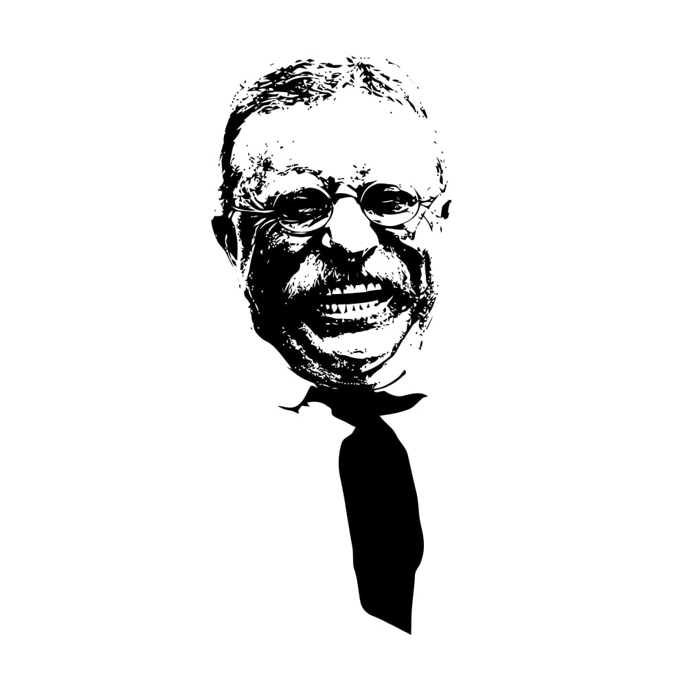 Vector artwork of Theodore Roosevelt smiling Poster Print - Walmart.com