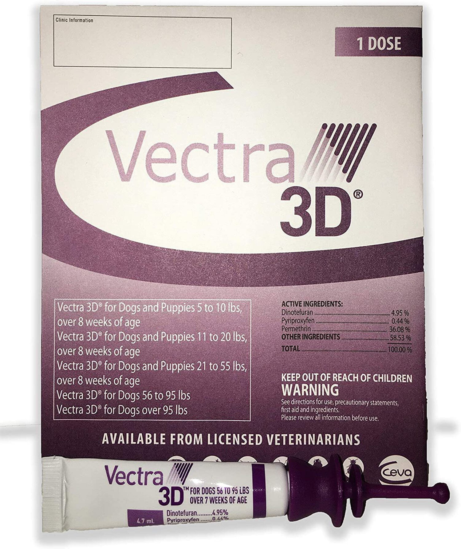 Vectra 3D Flea Tick Treatment for Dogs 56-95lbs 1 Dose - Walmart.com