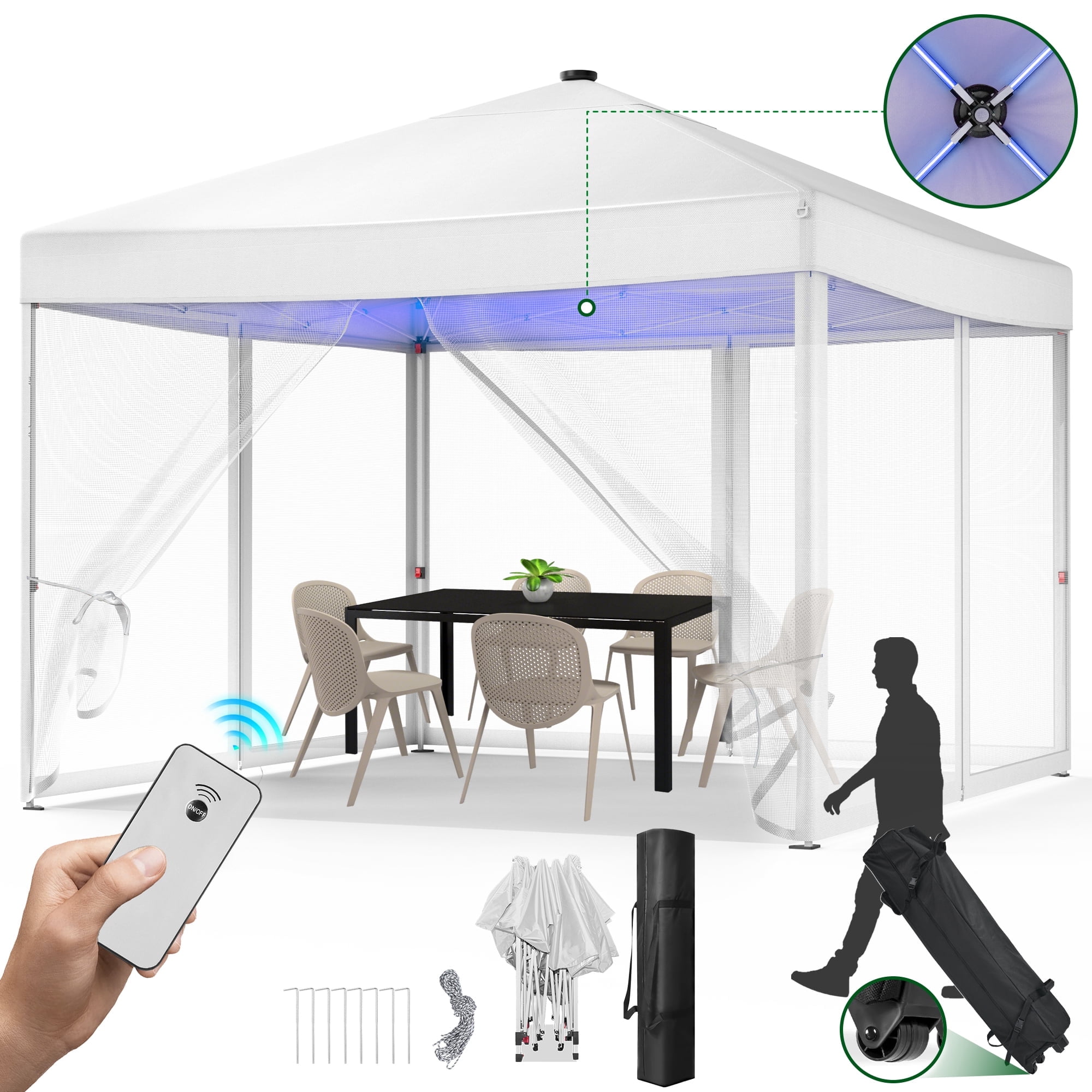 Vecukt 10x10ft Pop Up Canopy Tent with Removable Mesh Mosquito ...