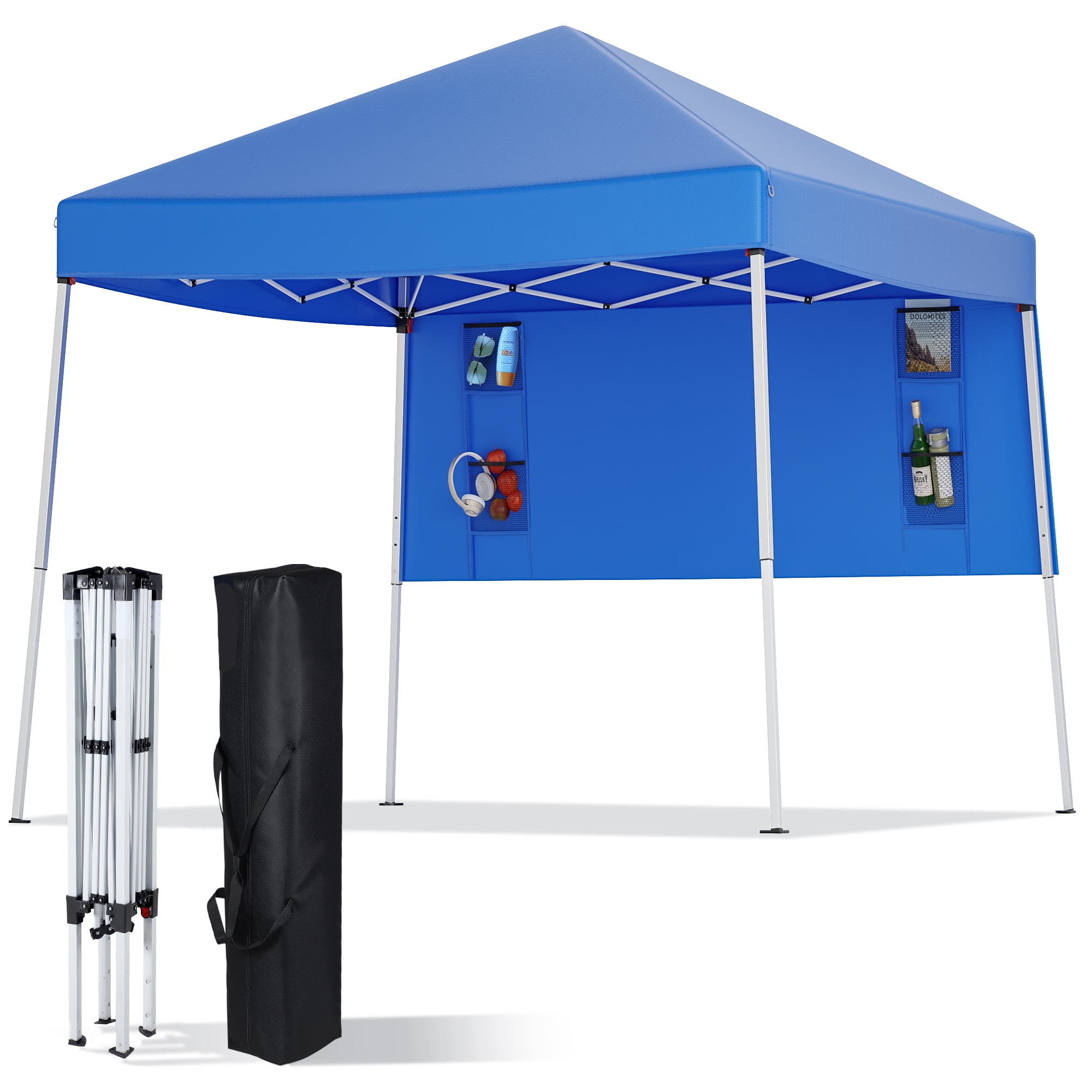 Vecukty 8ft x 8ft Top/10ft x 10ft Base Pop up Canopy Tent With Four ...