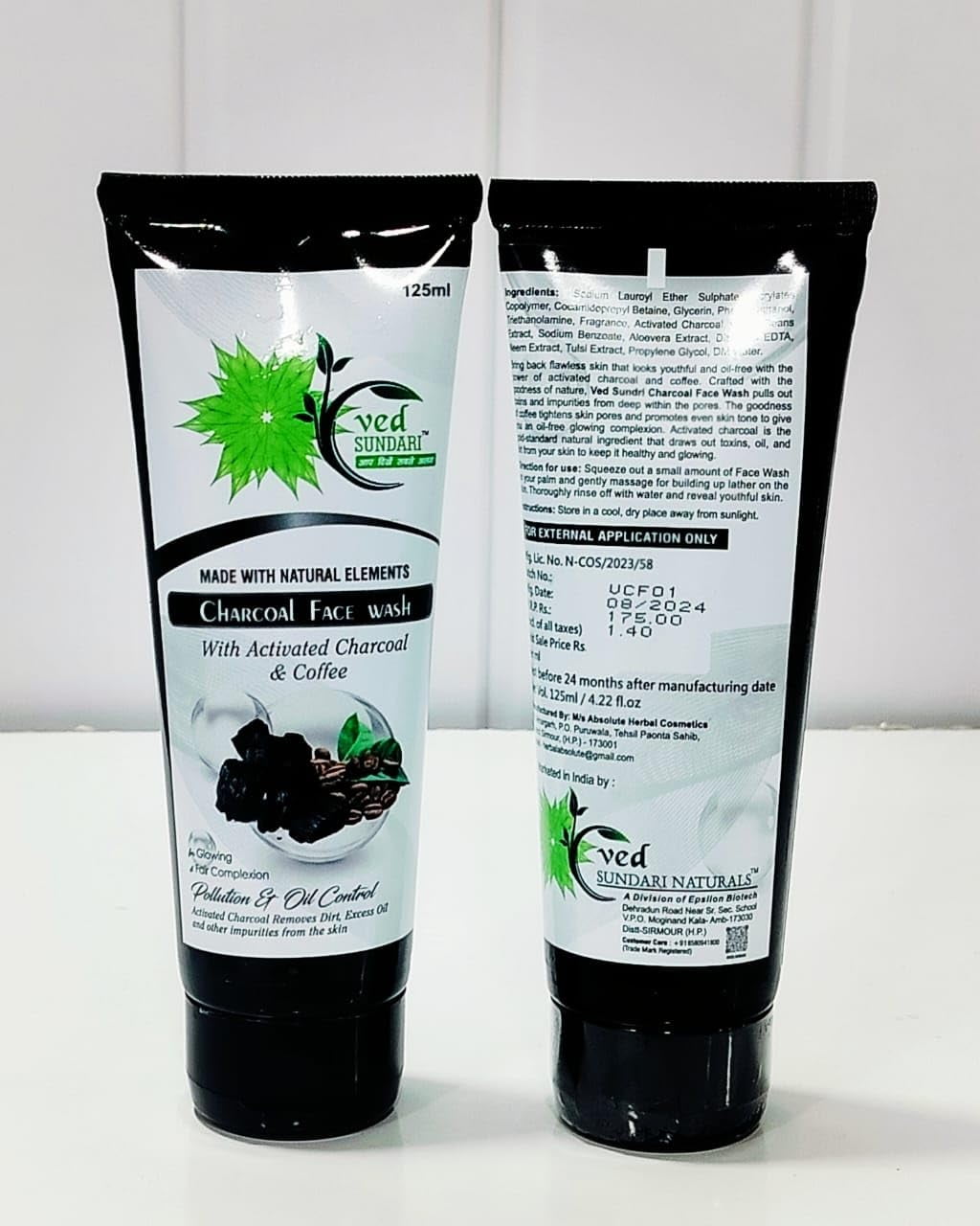 Ved Sundari Charcoal Face Wash with Activated Charcoal Coffee for Oil ...