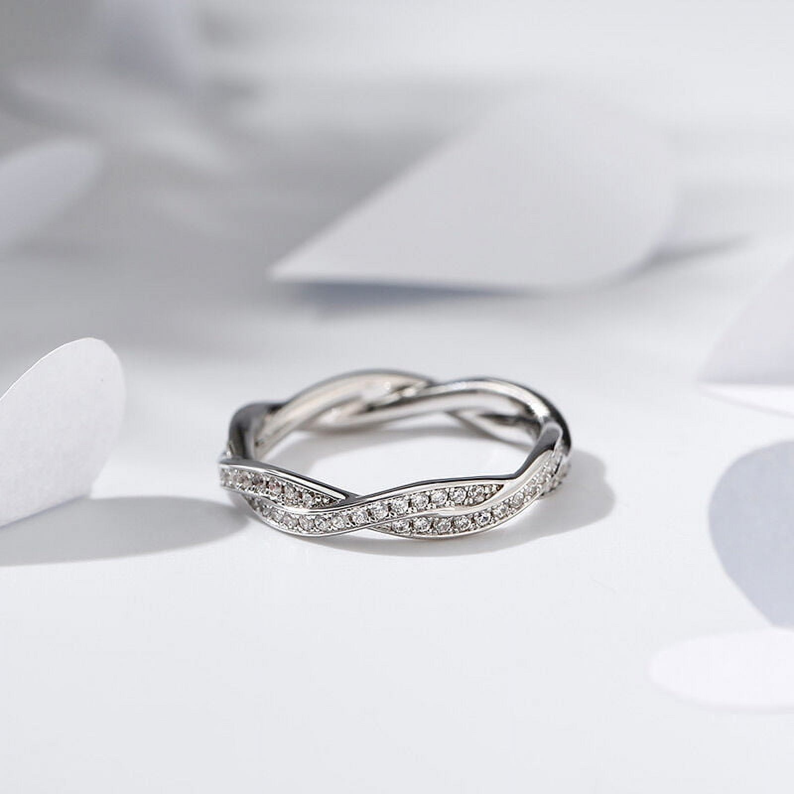 Veda Jewel 0.8 Ct Round Cut Diamond Engagement Ring - 14K White Gold Plated - Elegant Infinity ...