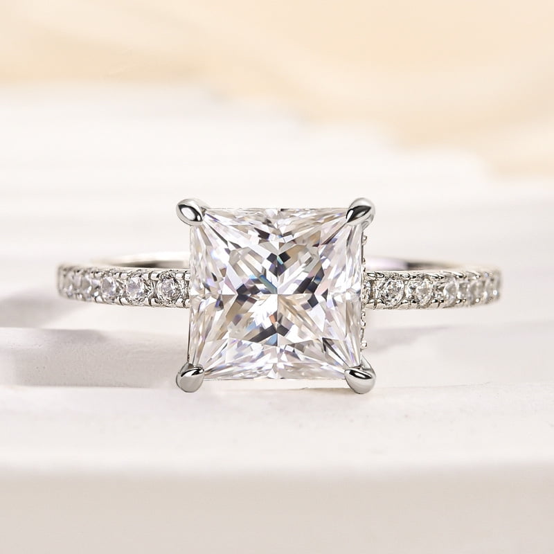 Veda Jewel 1.8 Ct Princess Cut Diamond Solitaire Ring - 14K White Gold ...