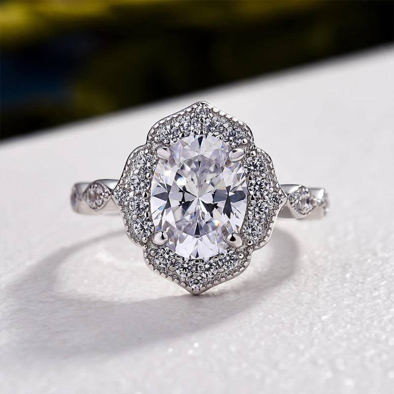 Veda Jewel 14K White Gold Plated 2 Ct Diamond Engagement Ring - Oval ...